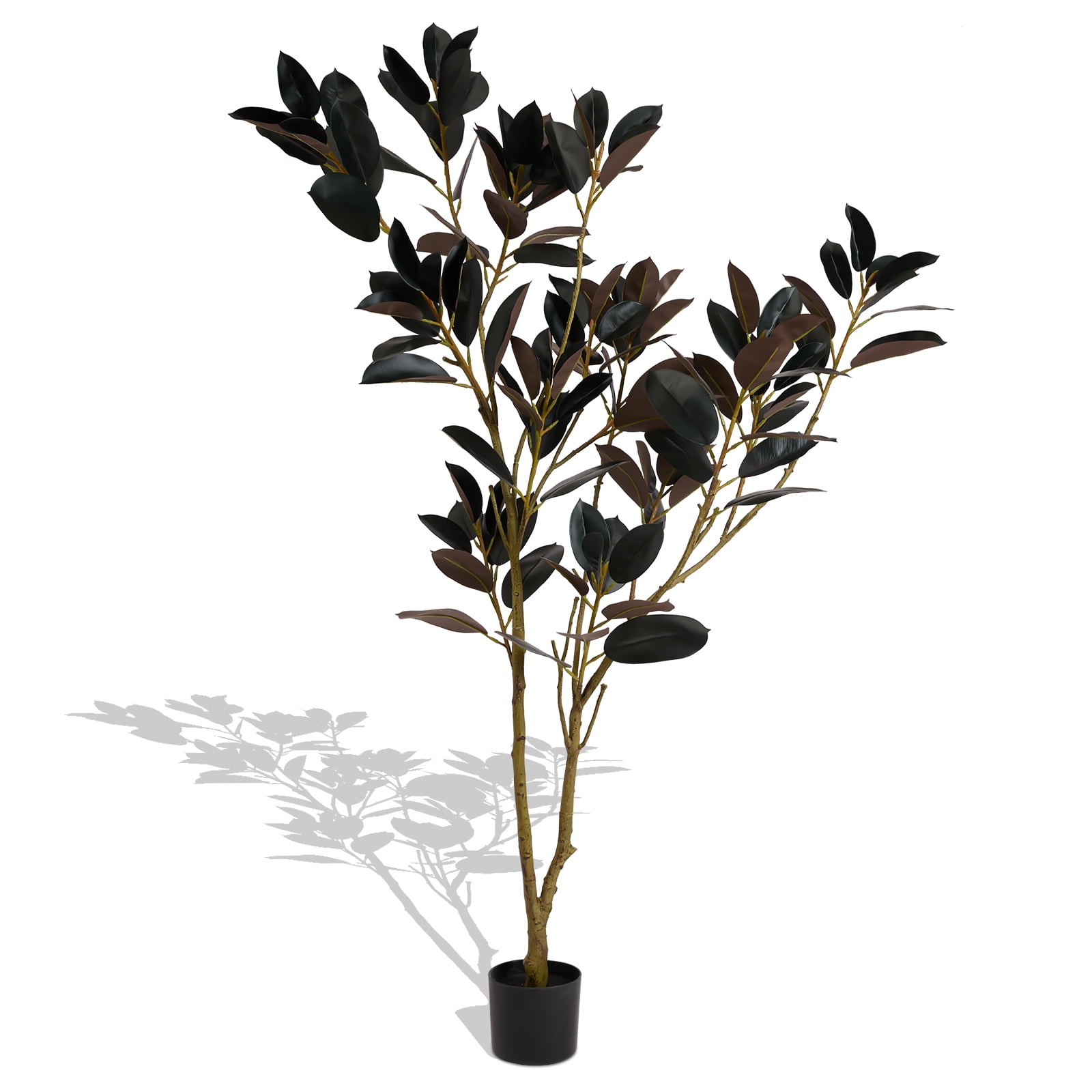 Poetree 6FT Artificial Rubber Tree in Pot,Fake Ficus Plant for Home ...