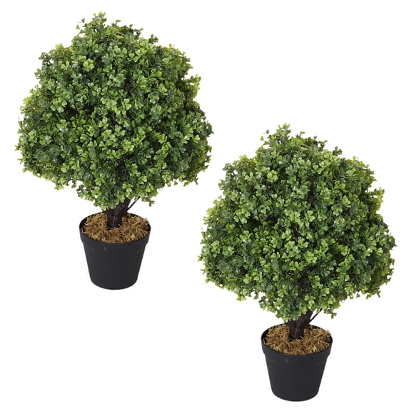 "Poetree Set of 2 - 24"" High Artificial Outdoor Boxwood Topiary Trees ...