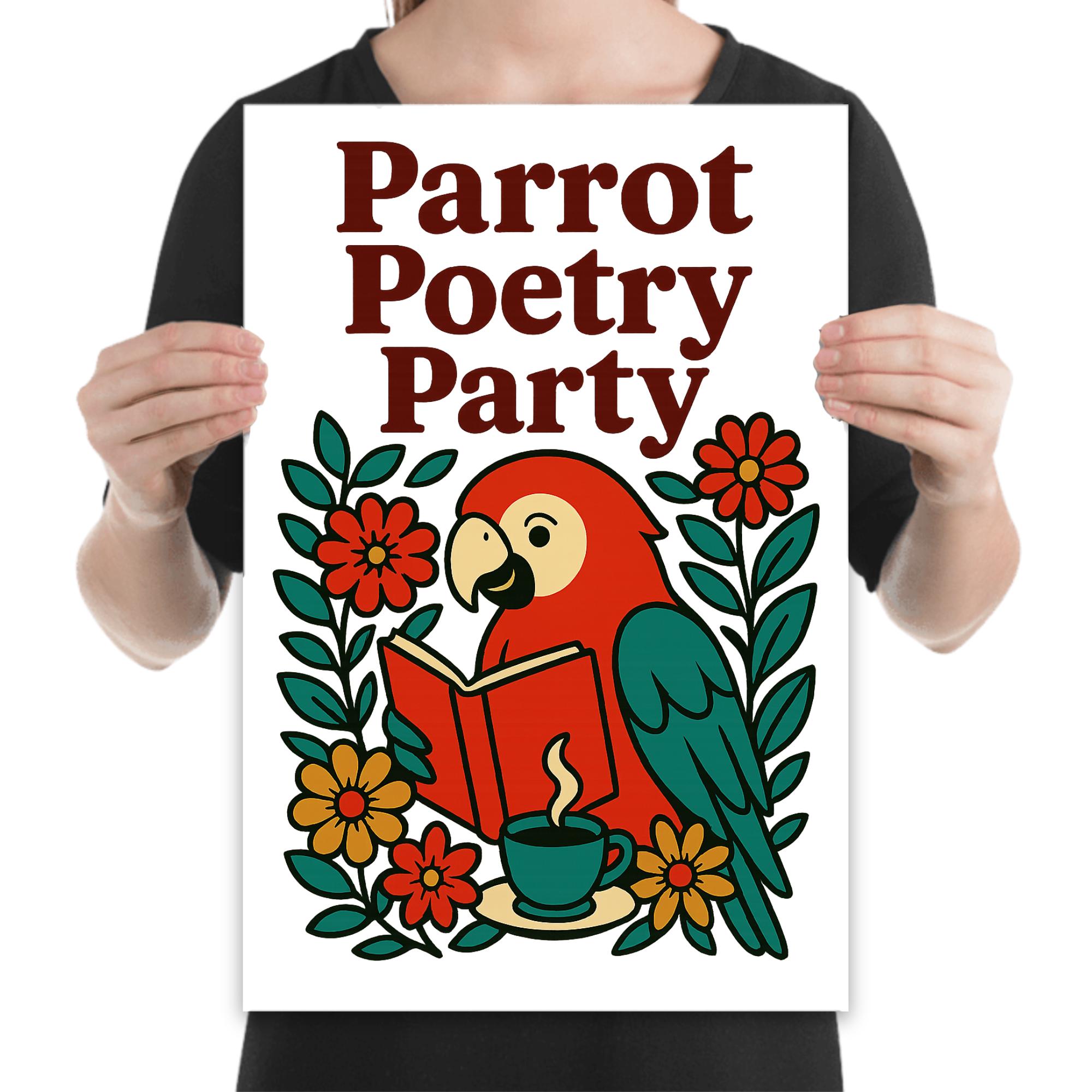 Poetry Party, 13x19 art print for readers and colorful home decor wall ...