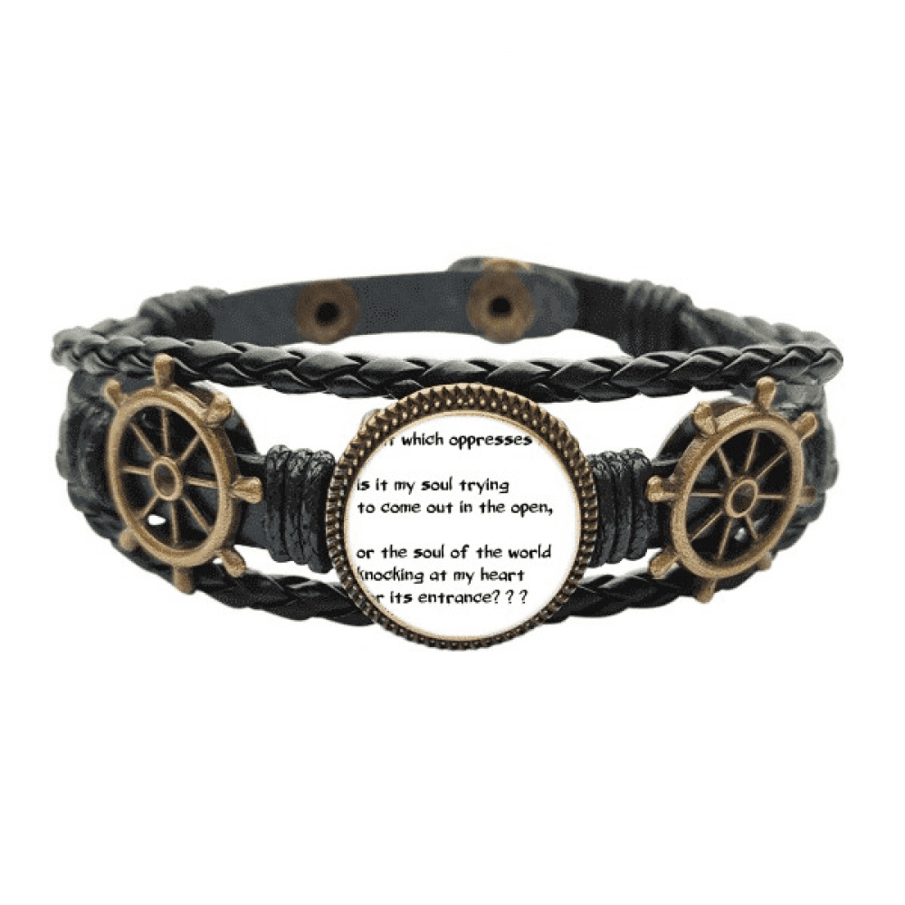 Poetry Quote Soul Knocking On Heart Leather Braided Ocean Bracelet ...