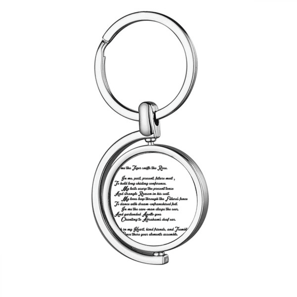 Poetry Quote Tiger Sniff The Rose Rotating Keychain Metal Keyring ...