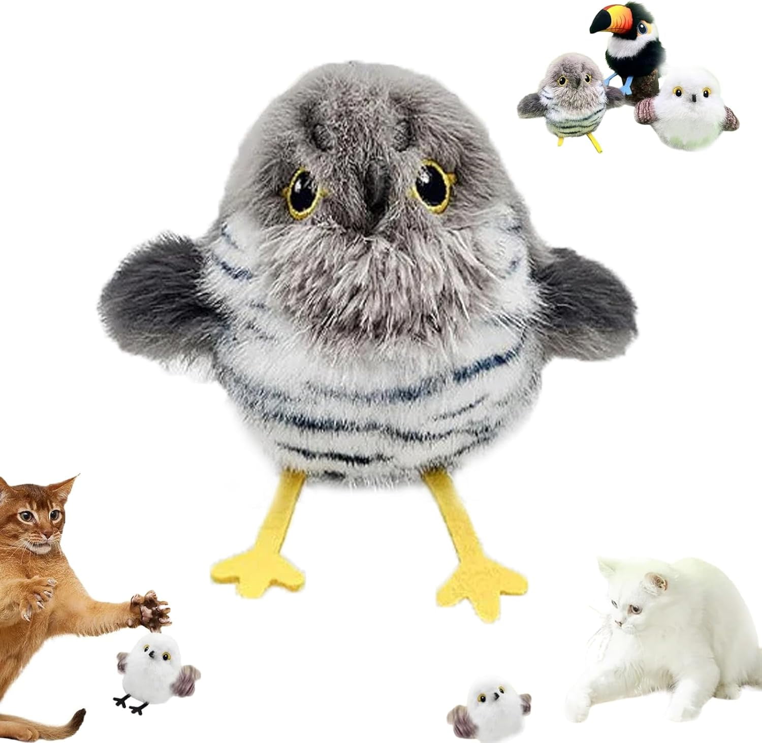 Poezone Celery Pets Rechargeable Flapping Bird Cat Toy, Celerypets Meowvo 2025 New Interactive ...