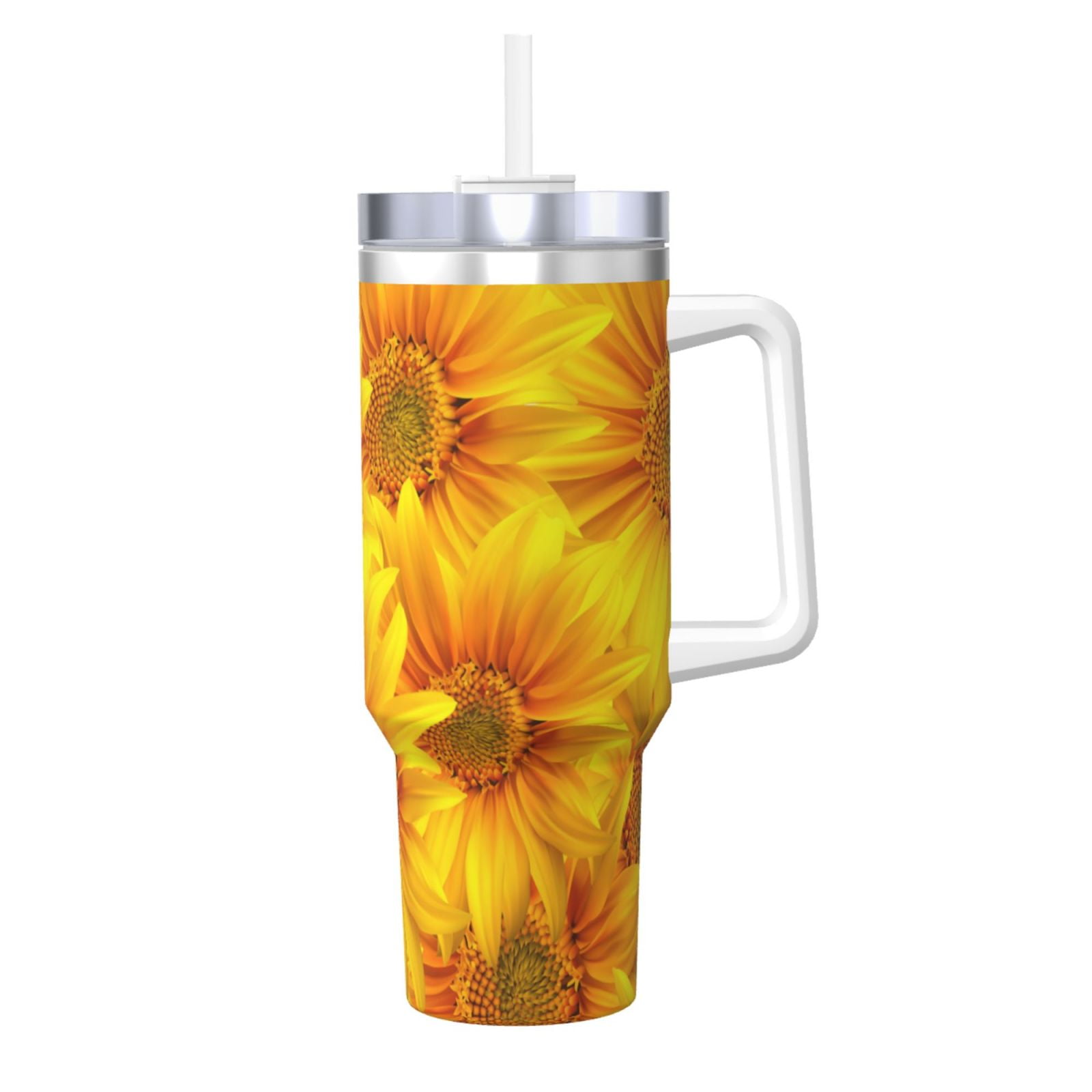 Pofeuu 3D Sunflowers Print 40oz Ice Bully With Handle And Straw ...