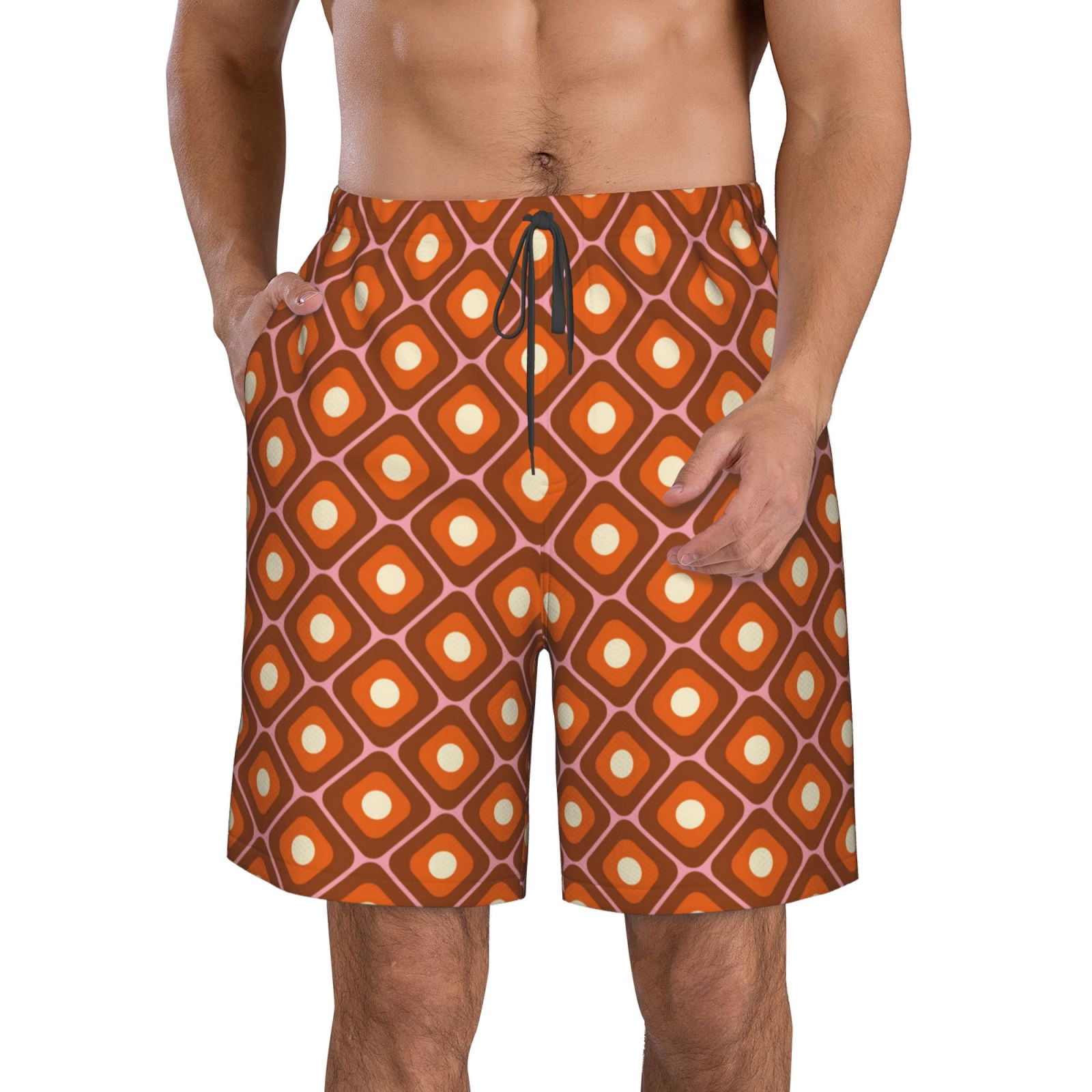 Pofeuu 60s and 70s Aesthetic Prin Men's Swim Trunks Quick Dry Bathing ...