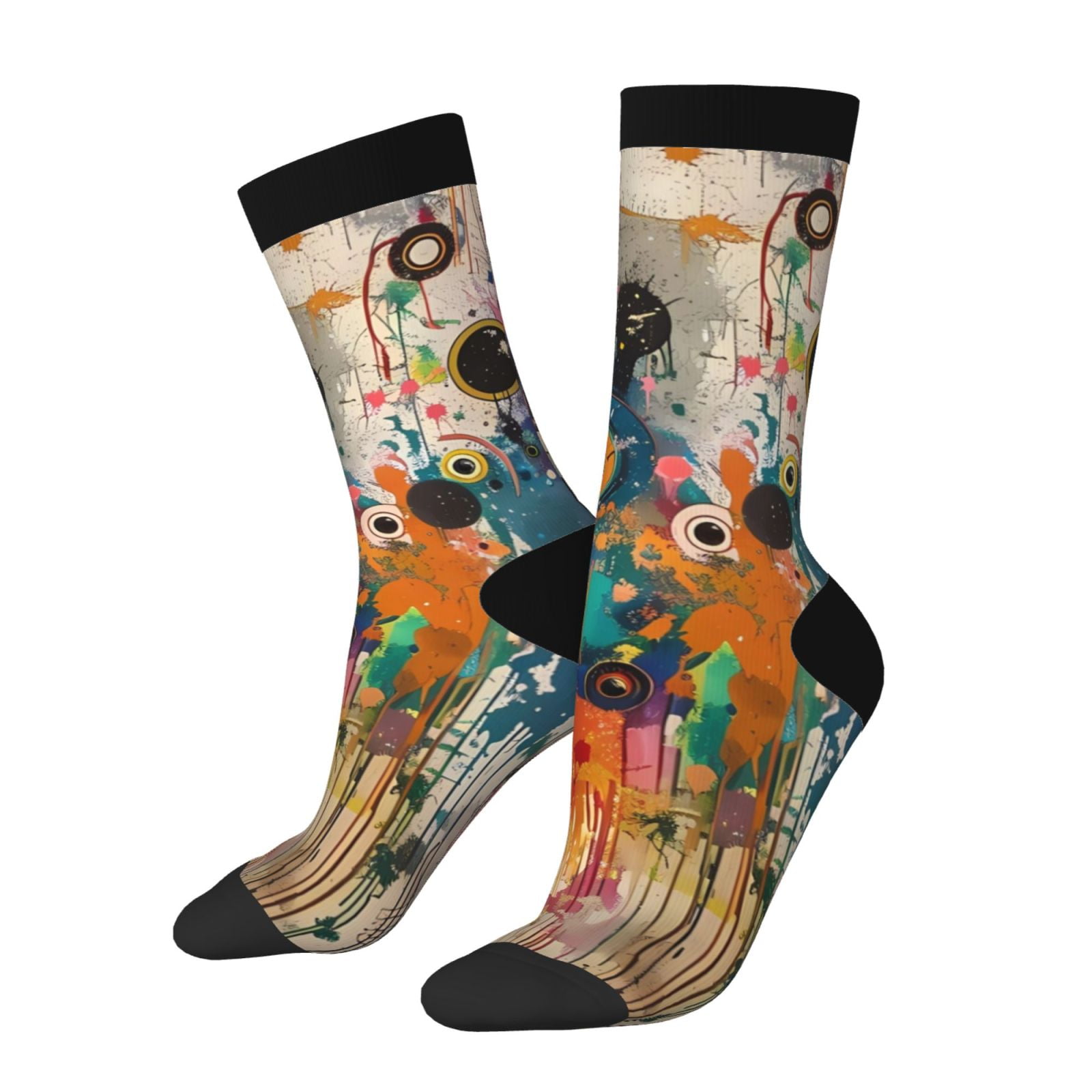 Pofeuu Abstract Colorful Dripping Circles Print Crew Socks, Adult ...