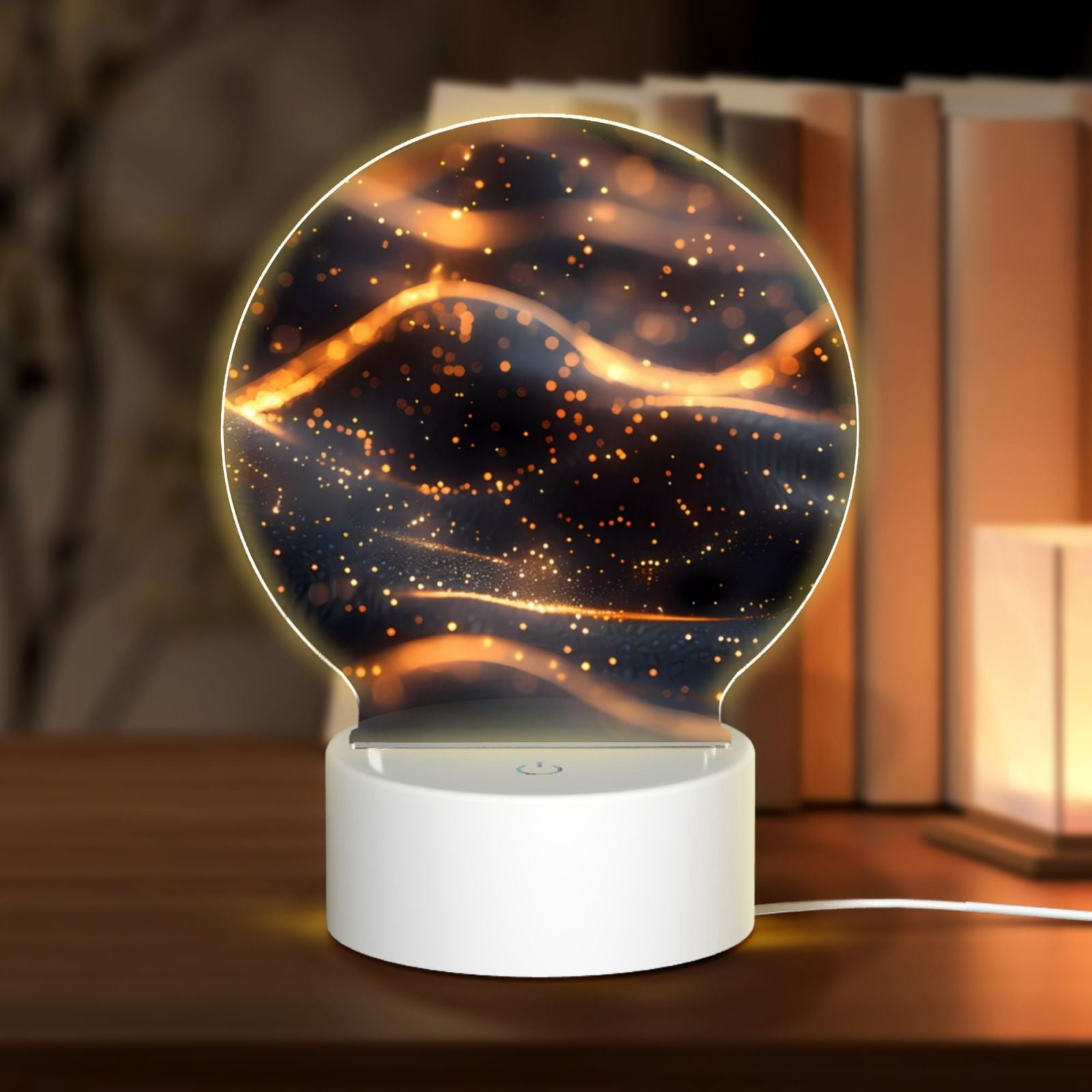 Pofeuu Abstract Glowing Wave Pattern Print LED Christmas Night Light ...