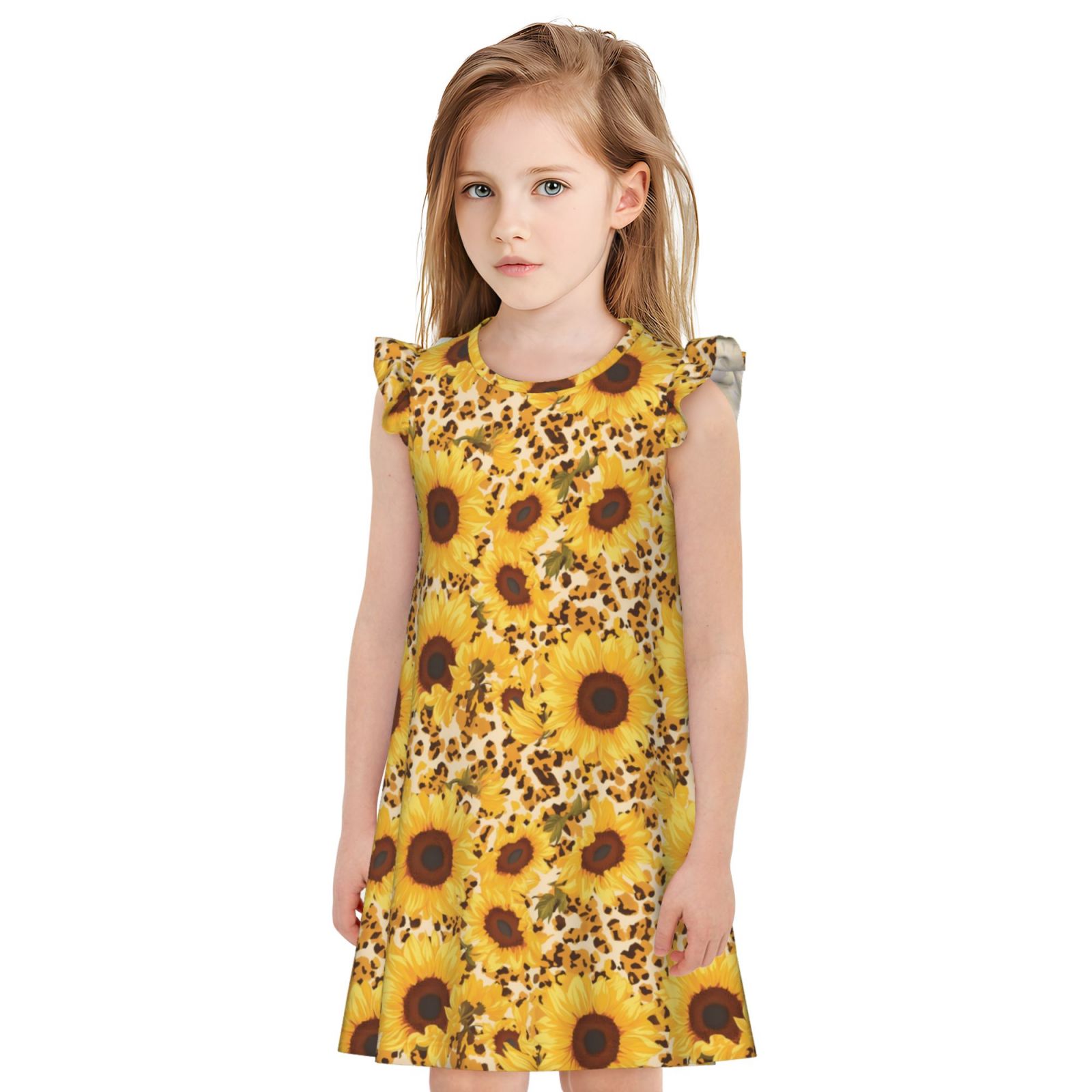 Pofeuu Abstract Leopard Print Sunflower Print Girls Nightgowns ...