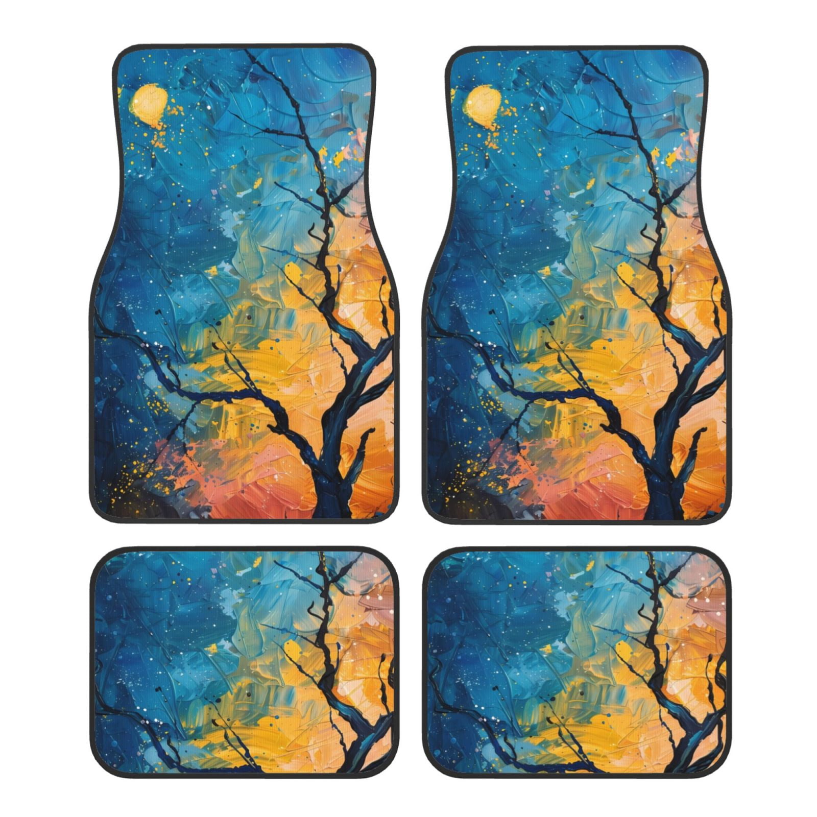 Pofeuu Abstract Night Sky Tree Print Car Foot Mat Set of 4 Pieces - All ...