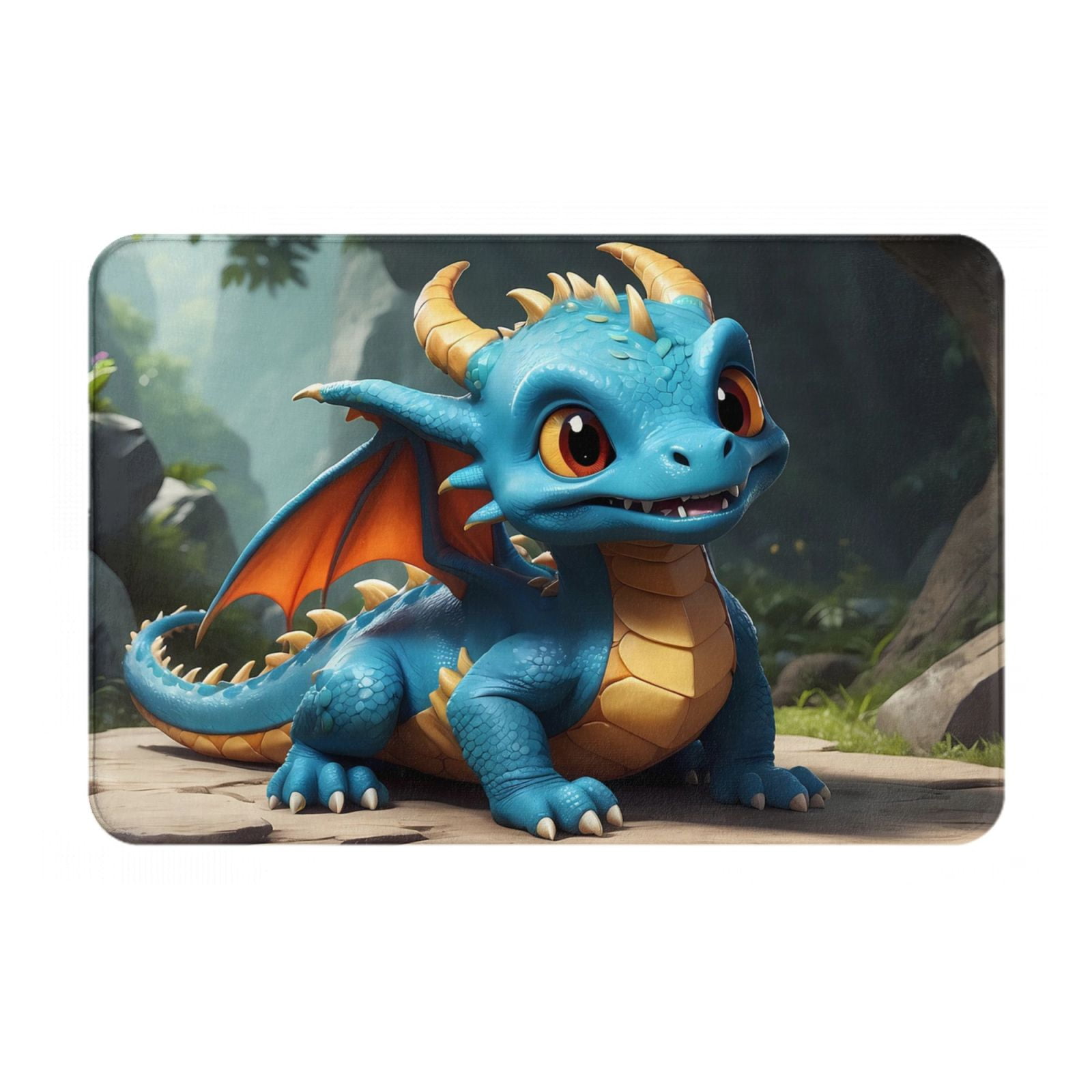 Pofeuu Adorable Blue Baby Dragon Print Flannel Doormats Rug16"x24"Rug ...