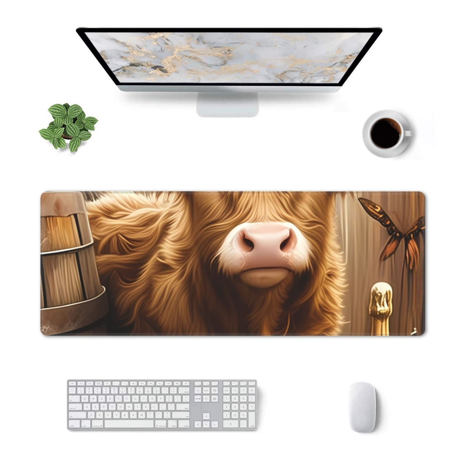 Pofeuu Adorable Calf Butterflies Champagne Print Desk Mat for Keyboard ...