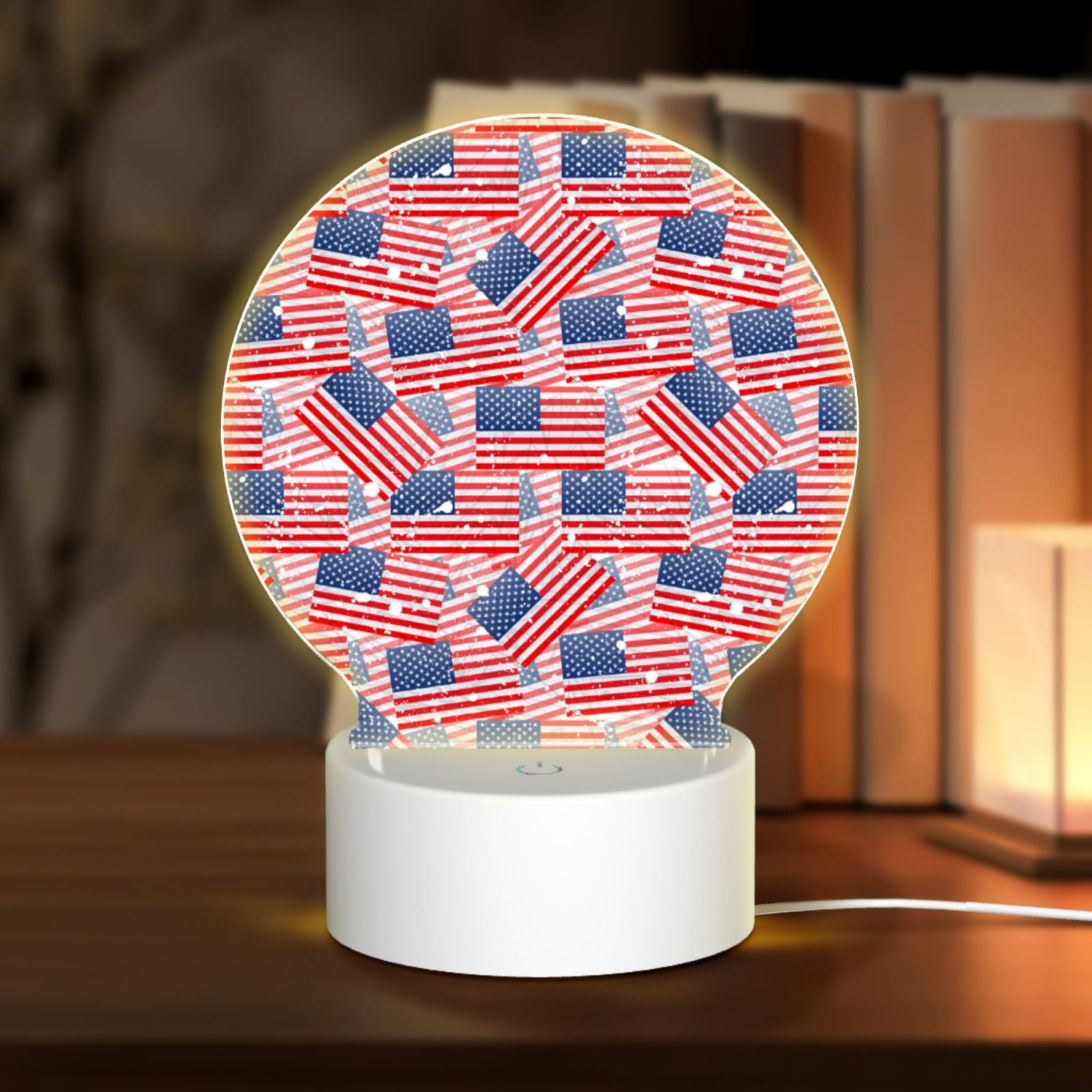 Pofeuu America Flags Print LED Christmas Night Light Lamp Base Gift DIY ...