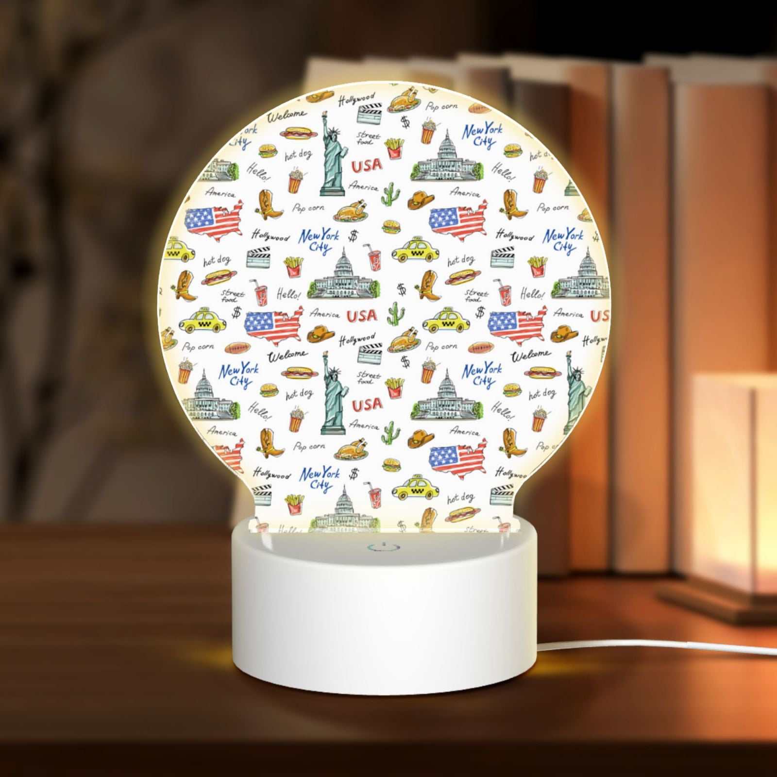 Pofeuu America Landmarks Print LED Christmas Night Light Lamp Base Gift ...