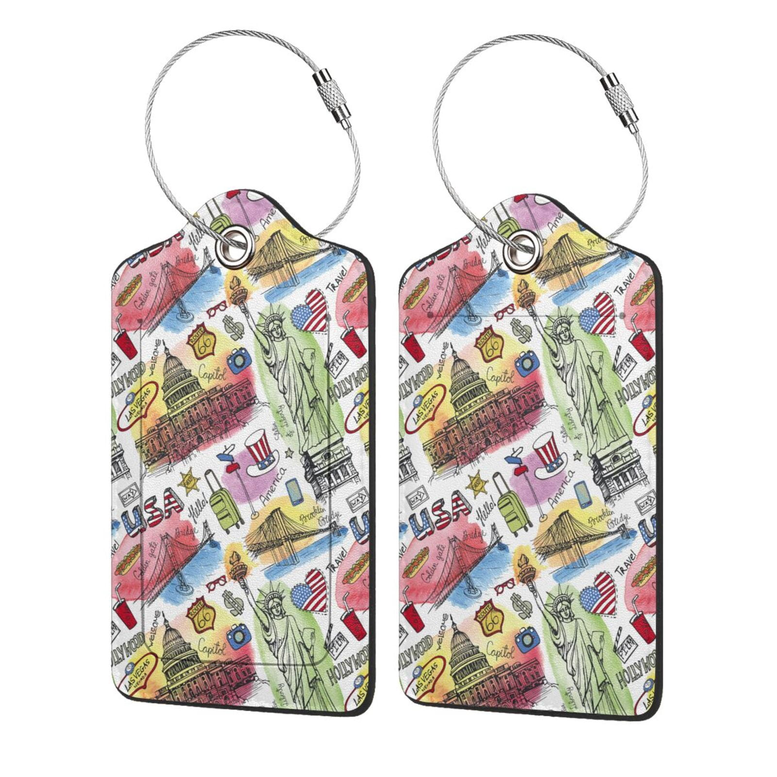 Pofeuu America Landmarks1 Print Luggage Tags, Privacy Cover ID Label ...