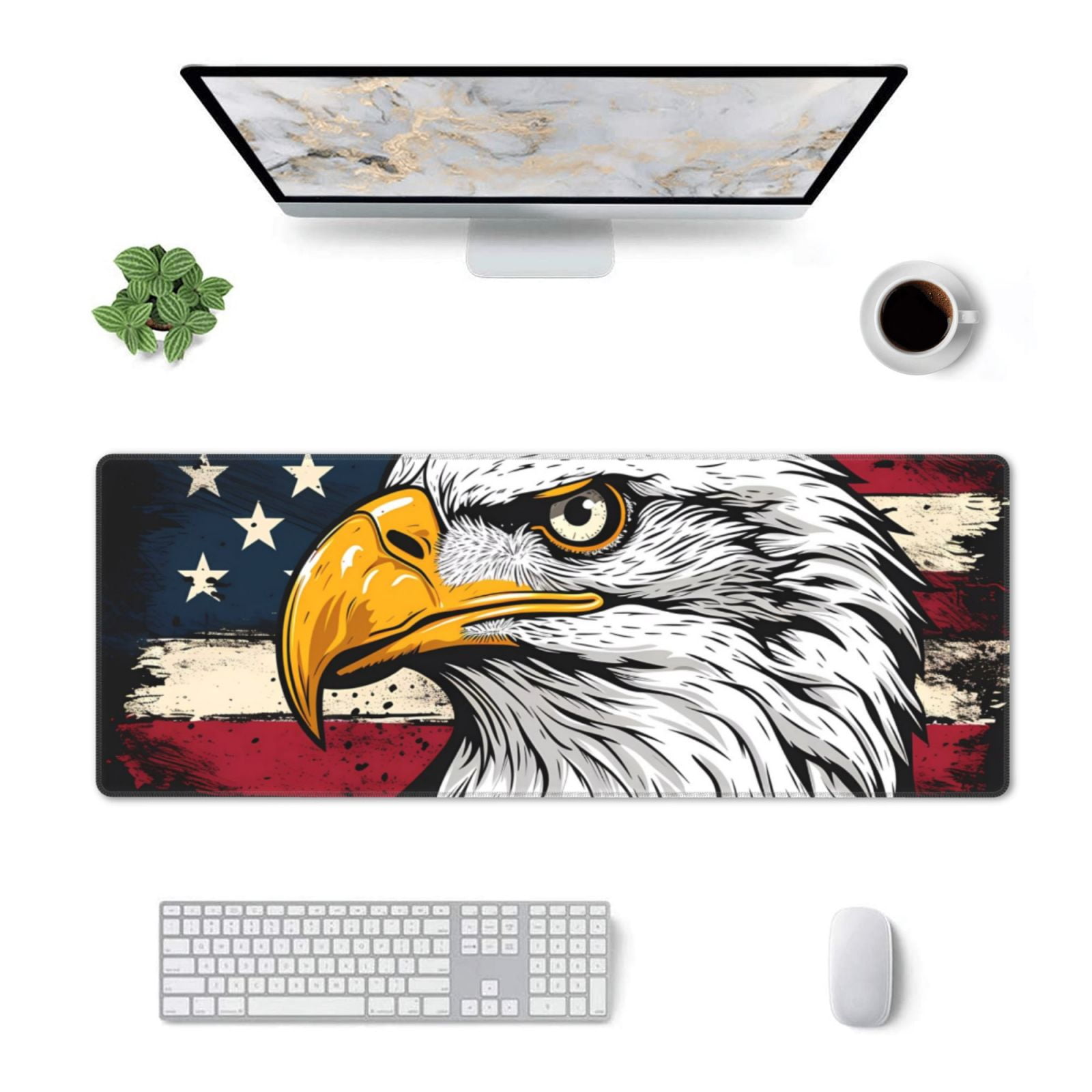Pofeuu American Bald Eagle Print Desk Mat for Keyboard and Mouse ...