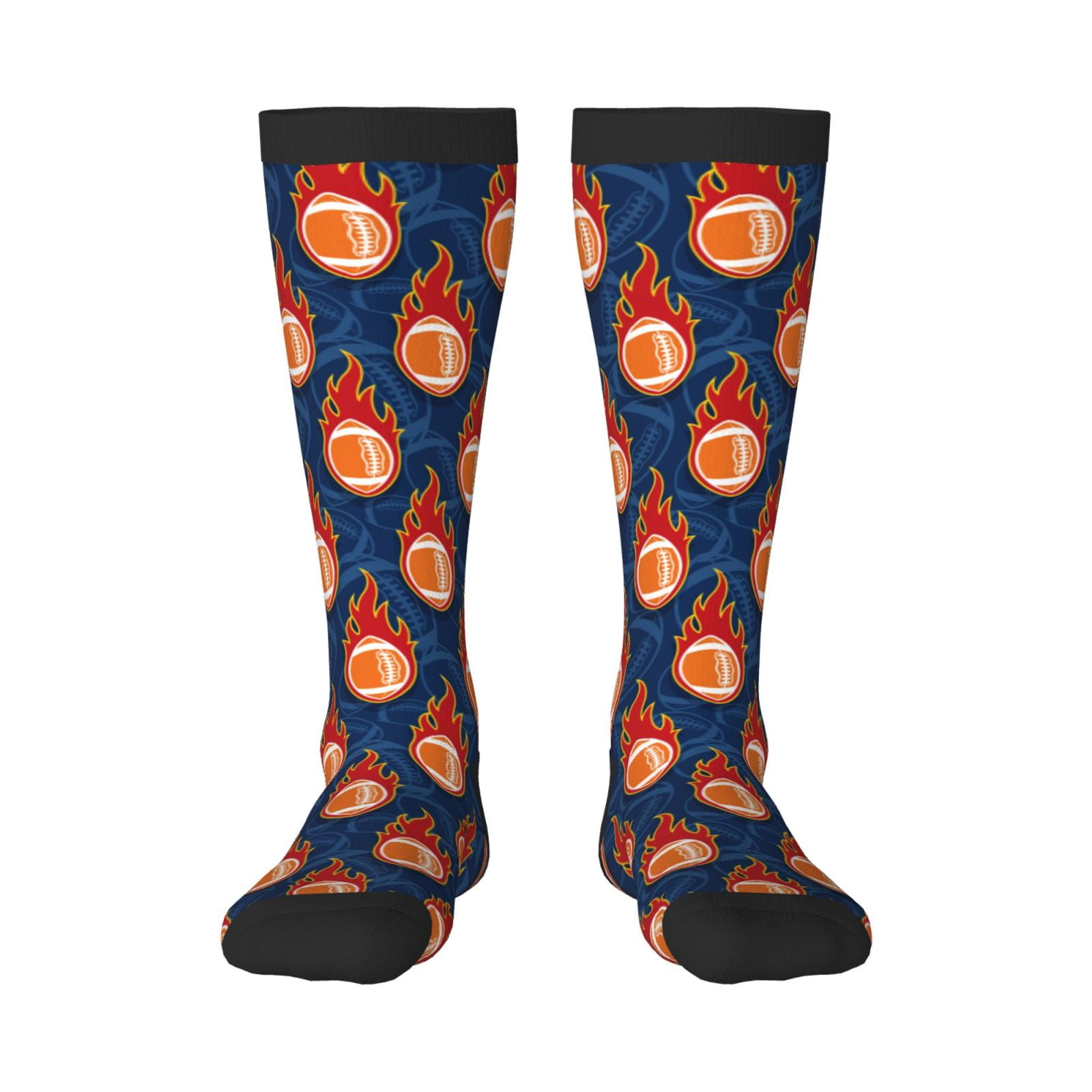 Pofeuu American Football and Fire Flames Print Stockings, Adult Running ...
