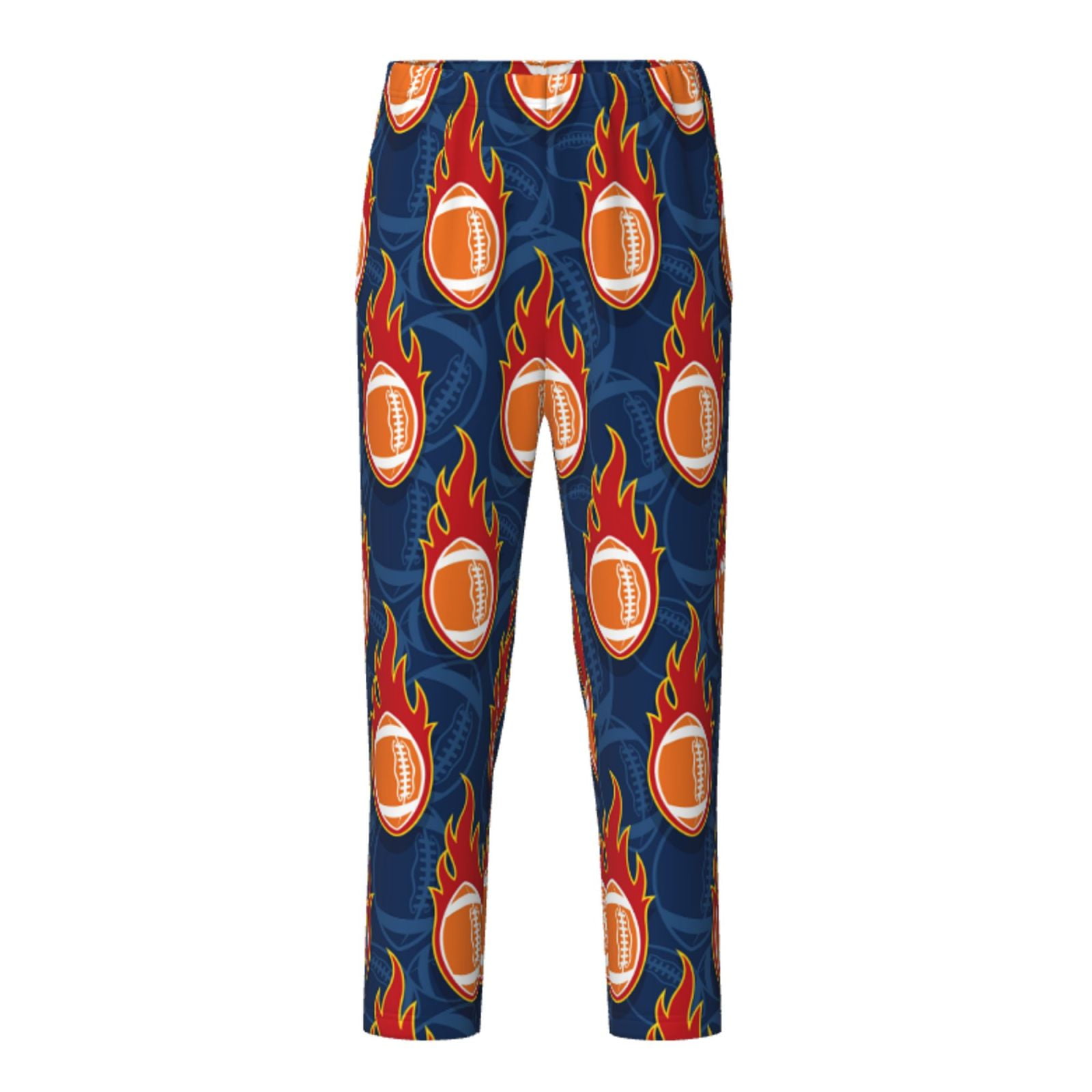 Pofeuu American Football and Fire Flames Print Teenagers' Pajama Pants ...