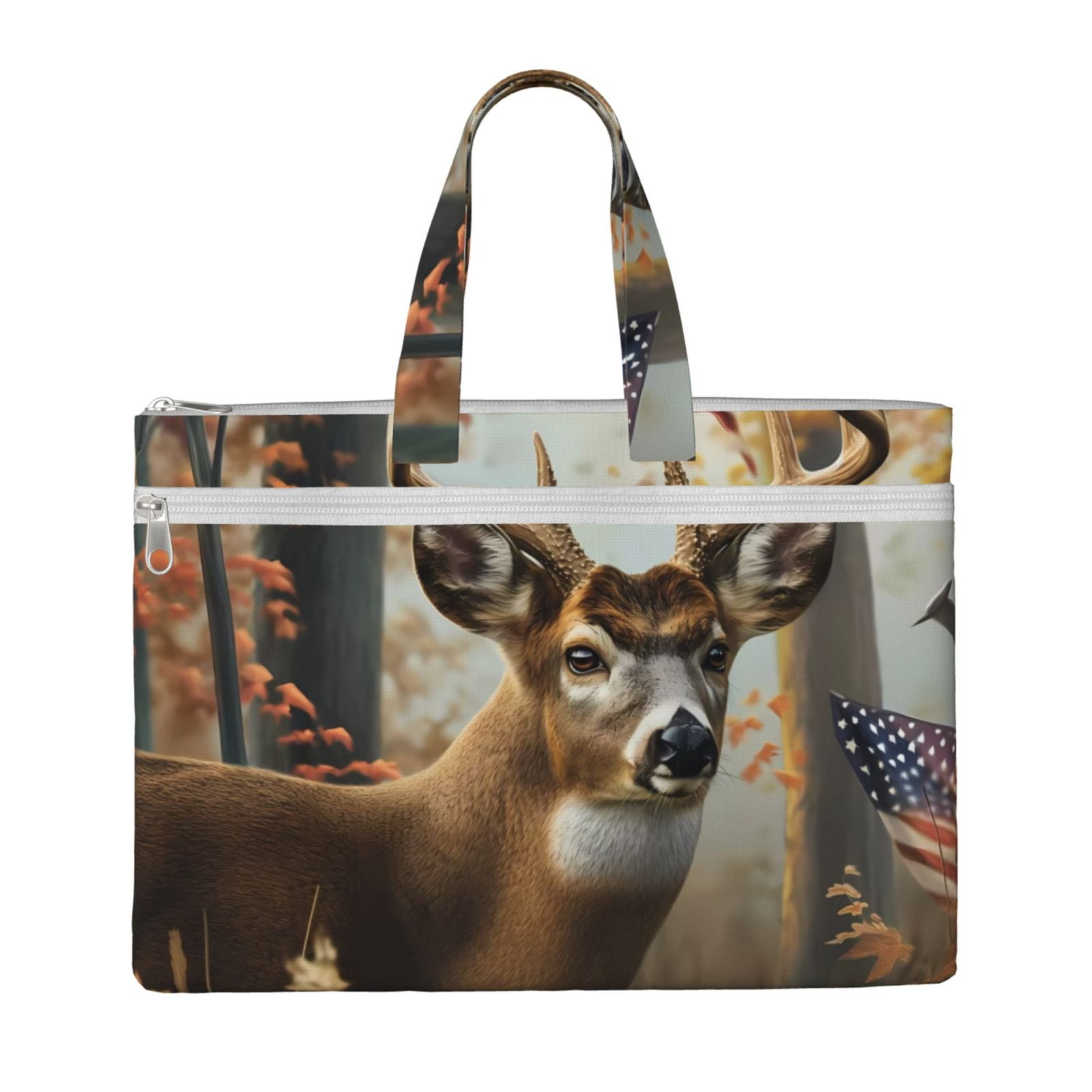 Pofeuu American Wildlife Deer Forest Print Laptop Bag Carrying ...