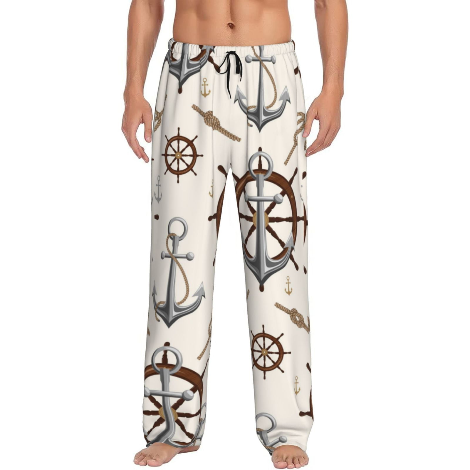 Pofeuu Anchor with Rope Print Men's Pajama Pants, Soft Lounge Pajama ...