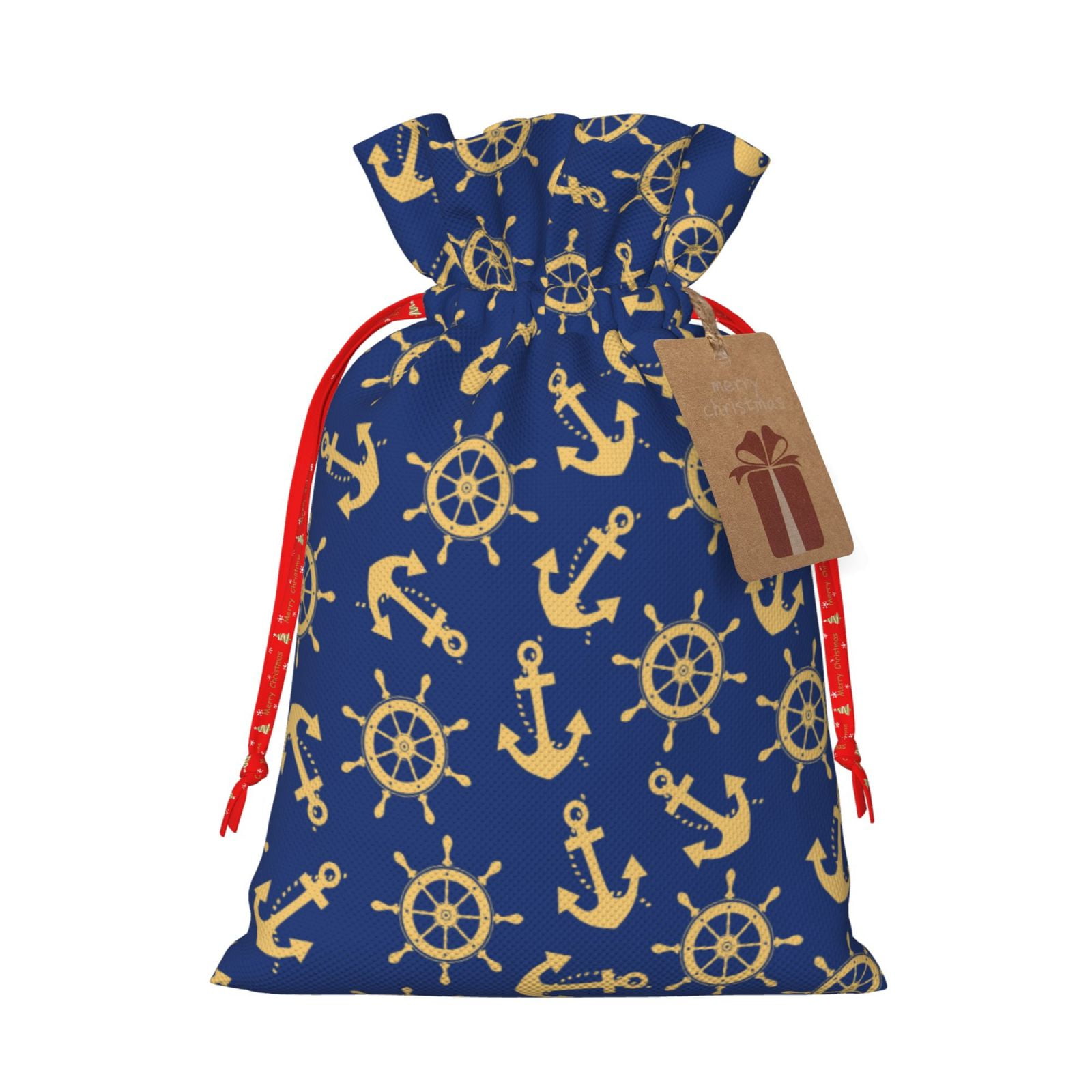 Pofeuu Anchors and Nautical Print Burlap Bags with Drawstrings ...