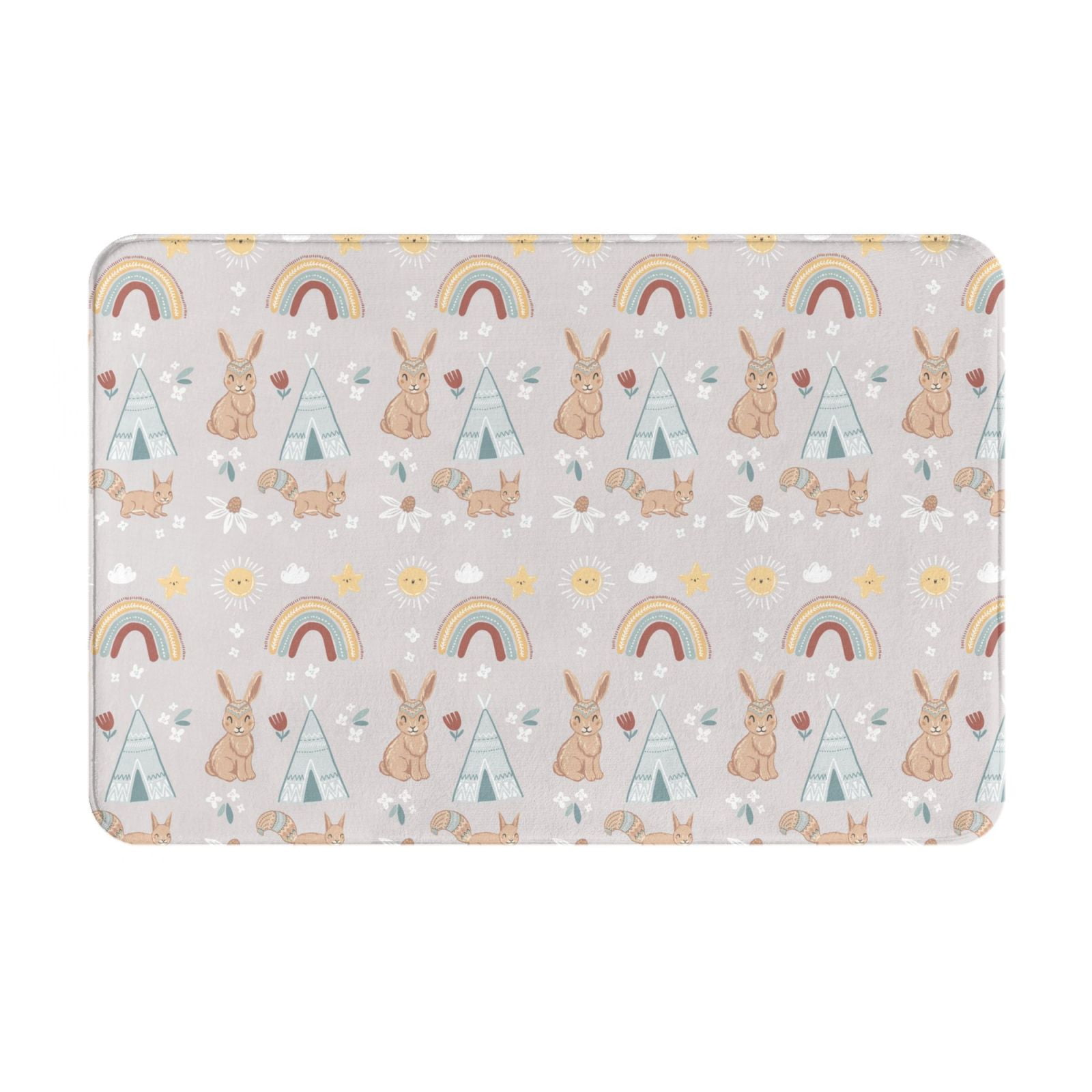 Pofeuu Animals In Tribe Print Flannel Doormats Rug16"x24"Rug Washable ...