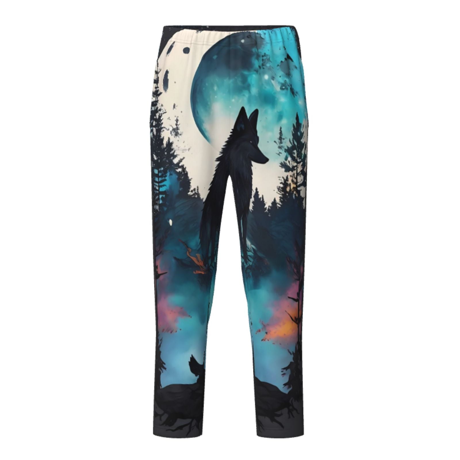 Pofeuu Artistic Moon Valley Wolf Print Teenagers' Pajama Pants, Soft ...