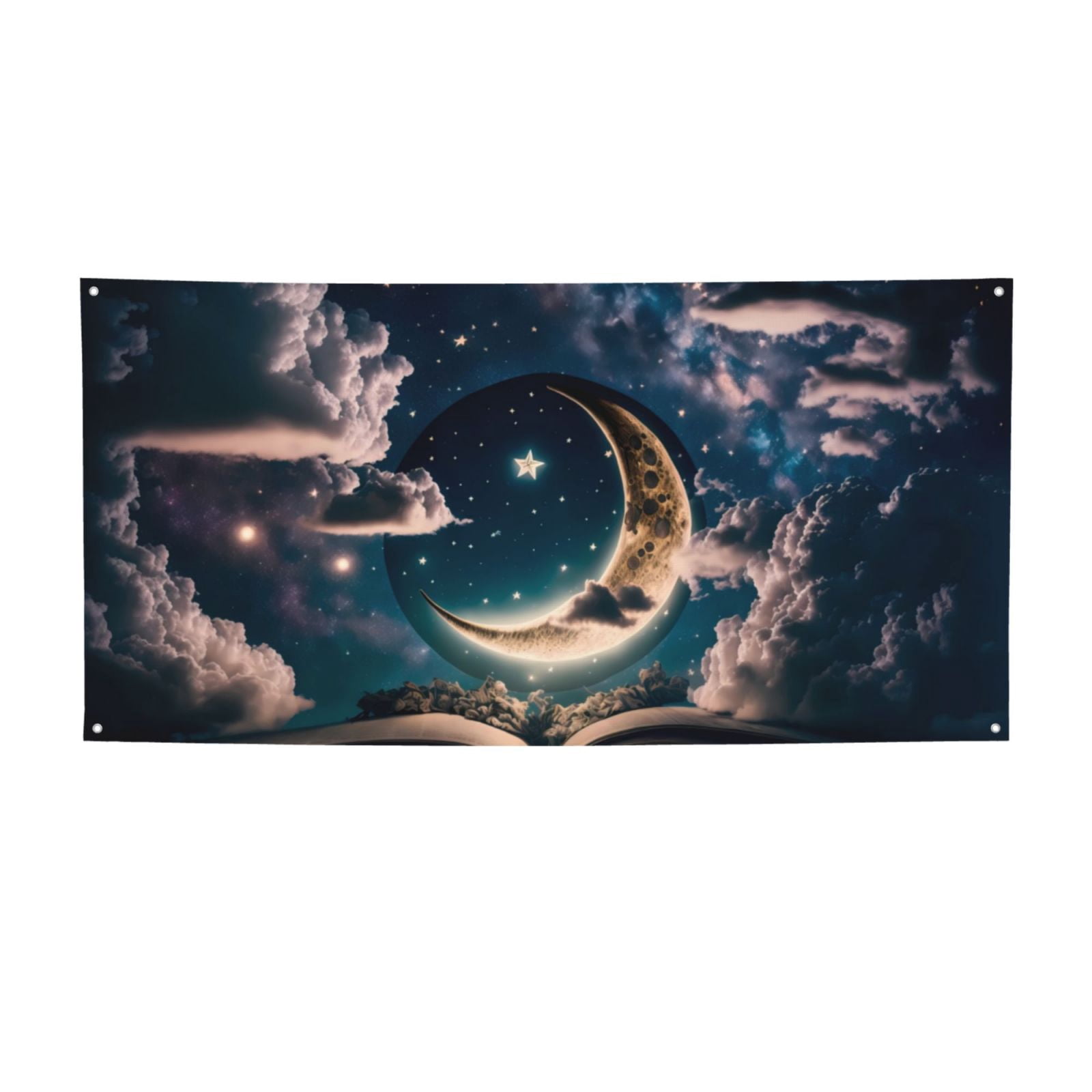 Pofeuu Artistic Starry Sky Moon Book Print Colorful Yard Festival ...