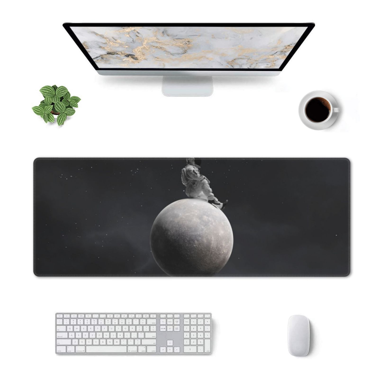 Pofeuu Astronaut Sitting On Mercury Planet Print Desk Mat for Keyboard ...