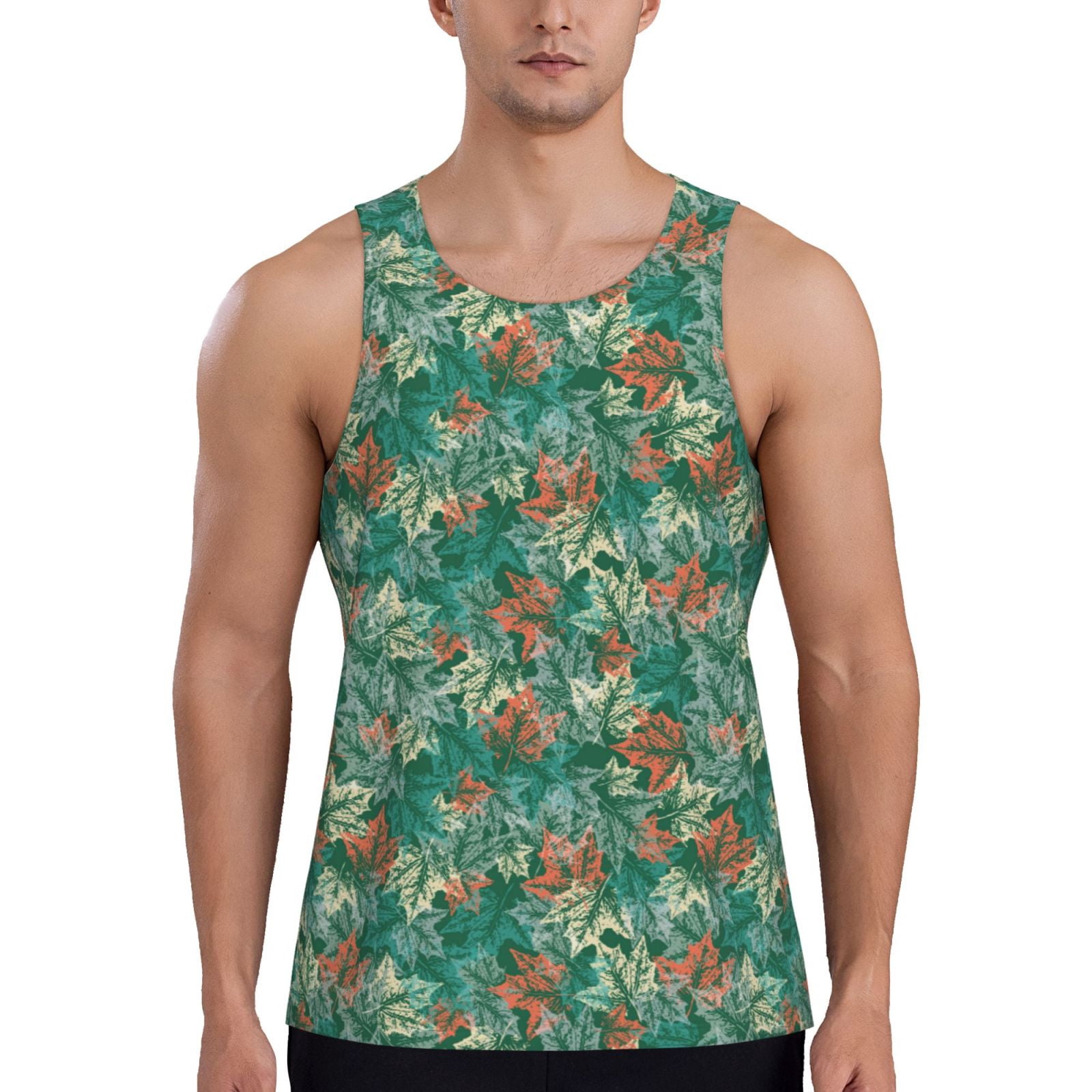 Pofeuu Autumn Maple Leaves 1 Print Men's Workout Tank Tops Sleeveless ...