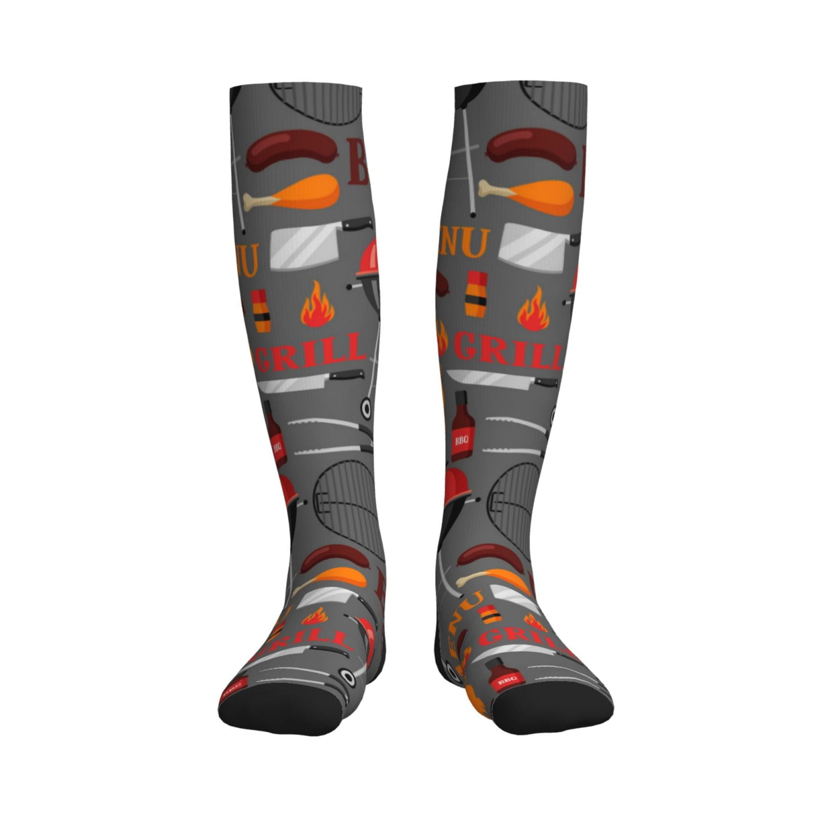 Pofeuu BBQ Icons Print Compression Socks for Women & Men Circulation ...