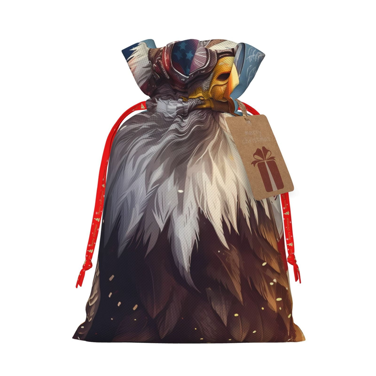 Pofeuu Bald Eagle Pilot Print Burlap Bags with Drawstrings Drawstring ...