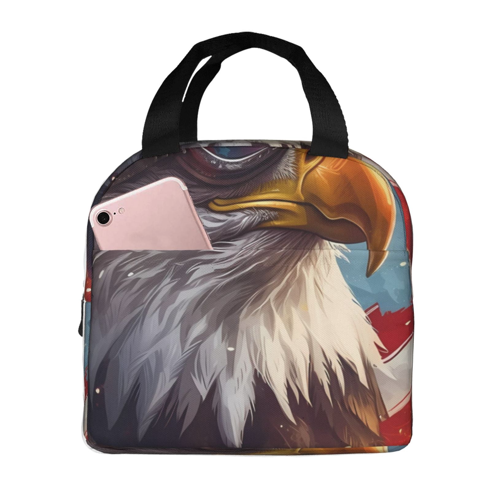 Pofeuu Bald Eagle Pilot Print Lunch Bag Lunch Box Insulated Lunch Bag ...