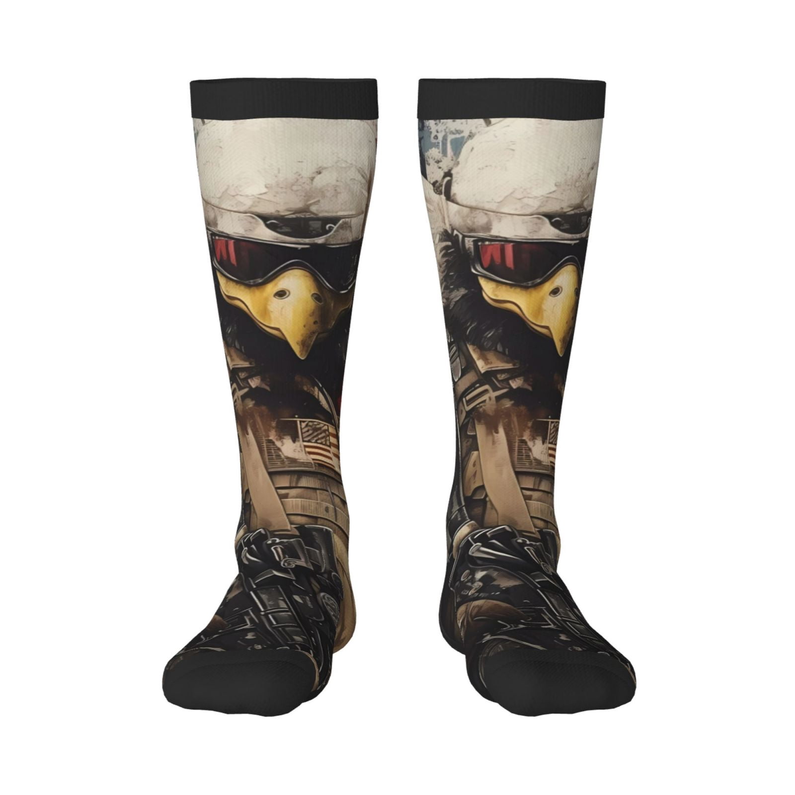 Pofeuu Bald Eagle Soldier Print Stockings, Adult Running Hiking Socks ...