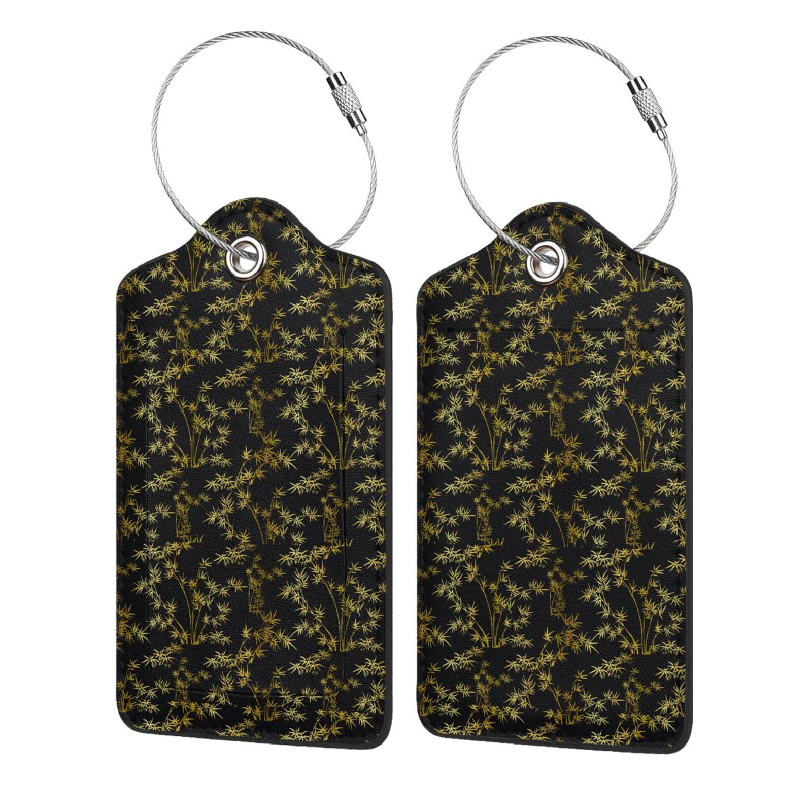 Pofeuu Bamboo Print Luggage Tags, Privacy Cover ID Label with Stainless ...