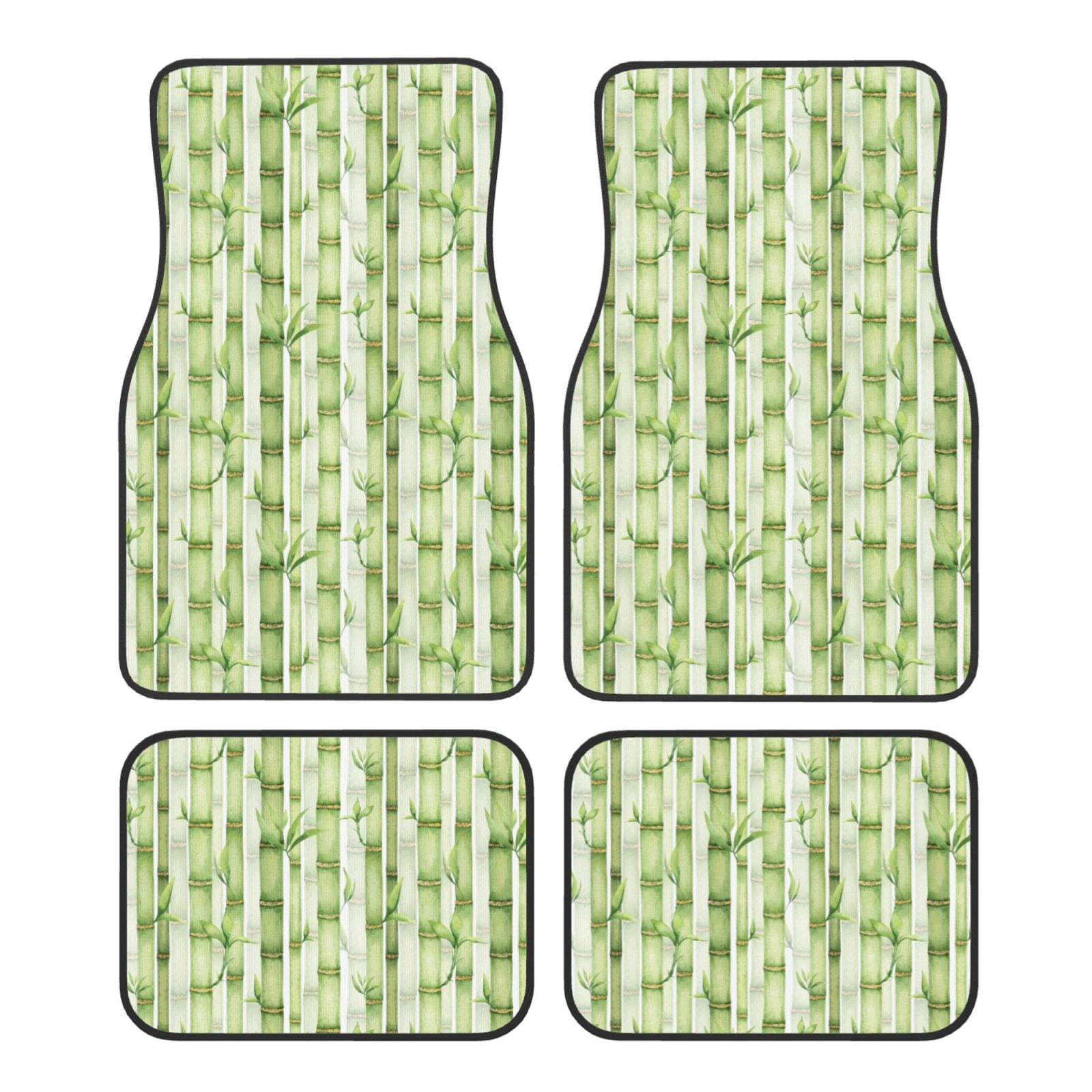 Pofeuu Bamboo Stems And Leaves Print Car Foot Mat Set of 4 Pieces - All ...