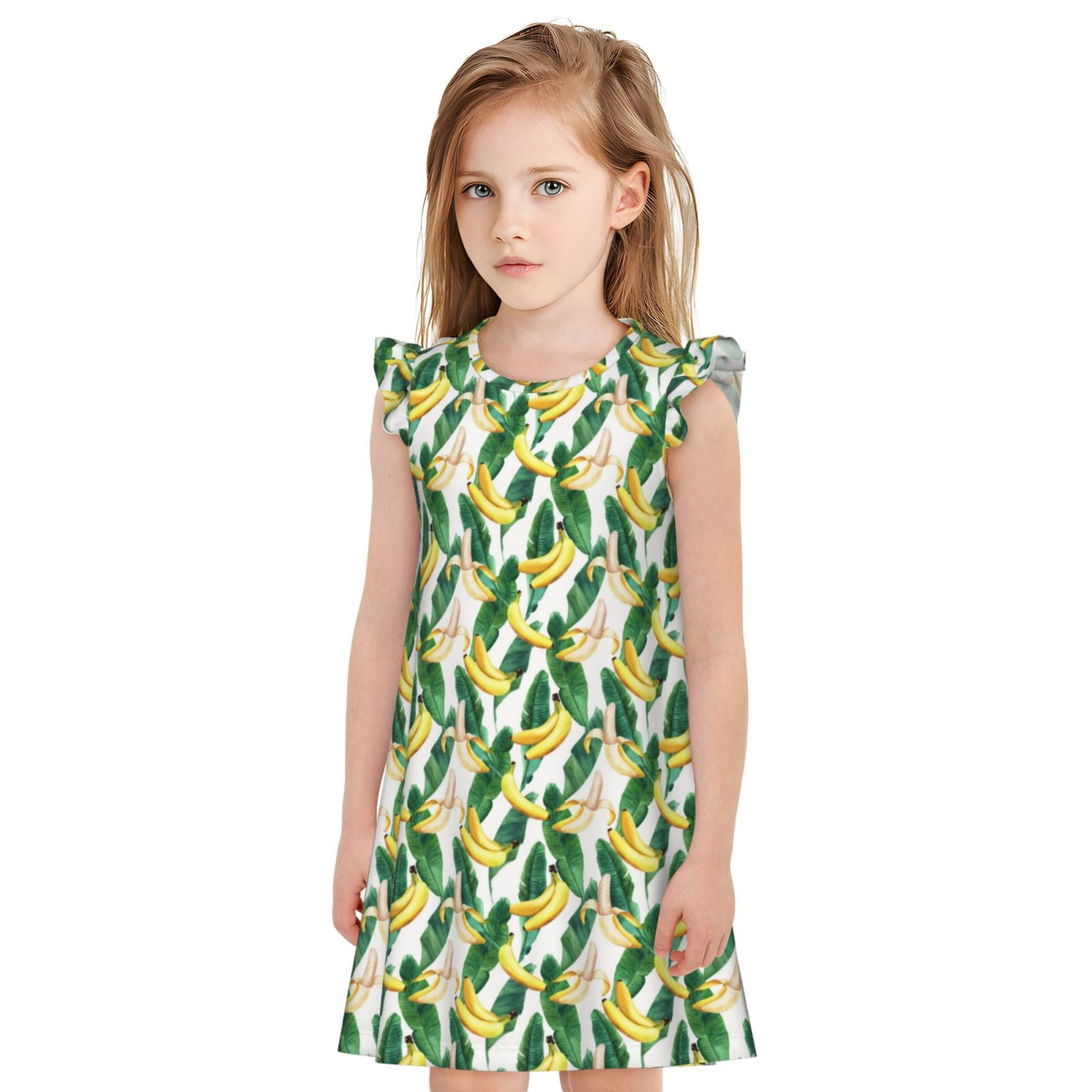 Pofeuu Banana Tree Leaves Print Girls Nightgowns, Nightgown Princess ...