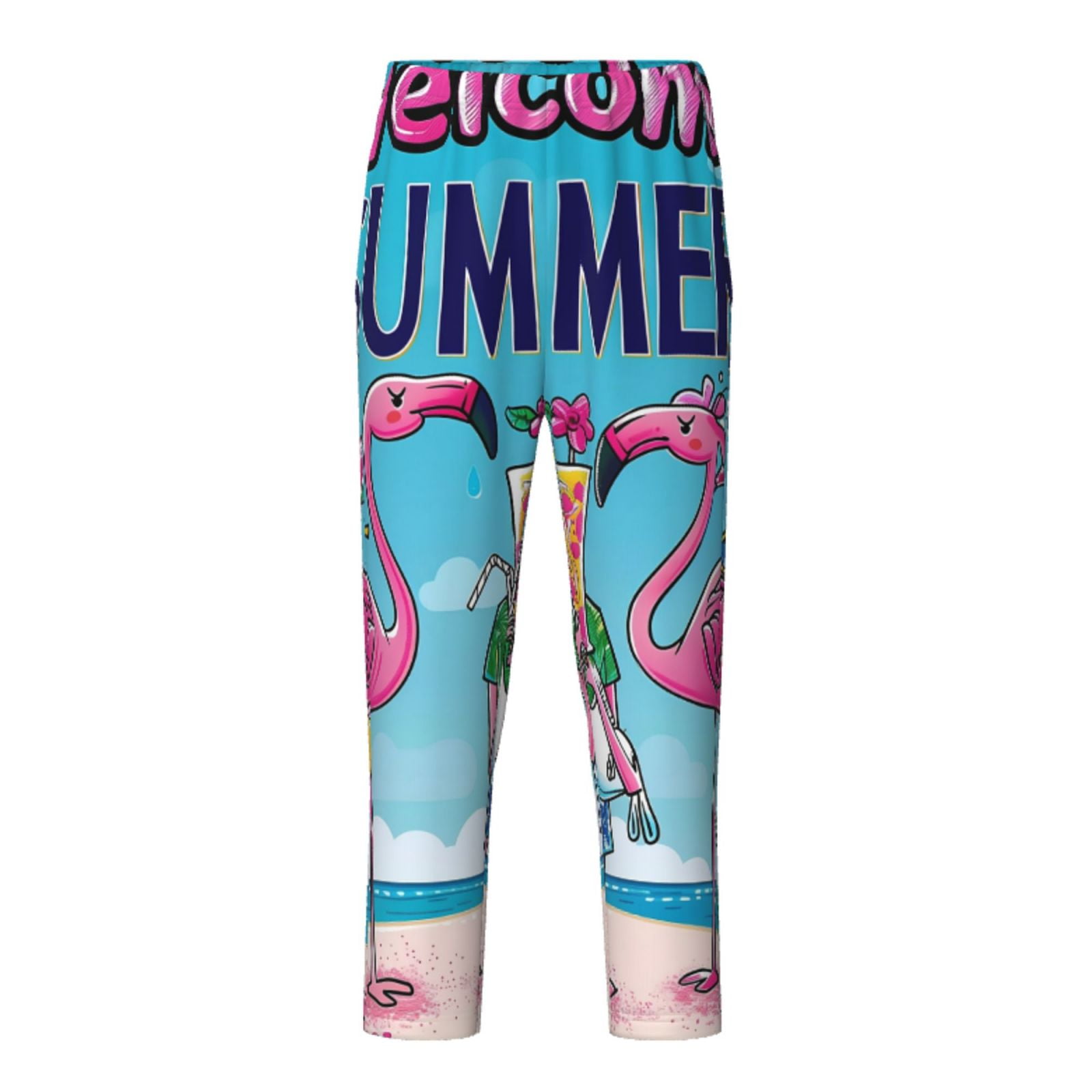 Pofeuu Beach Flamingo Trio Print Teenagers' Pajama Pants, Soft Lounge ...