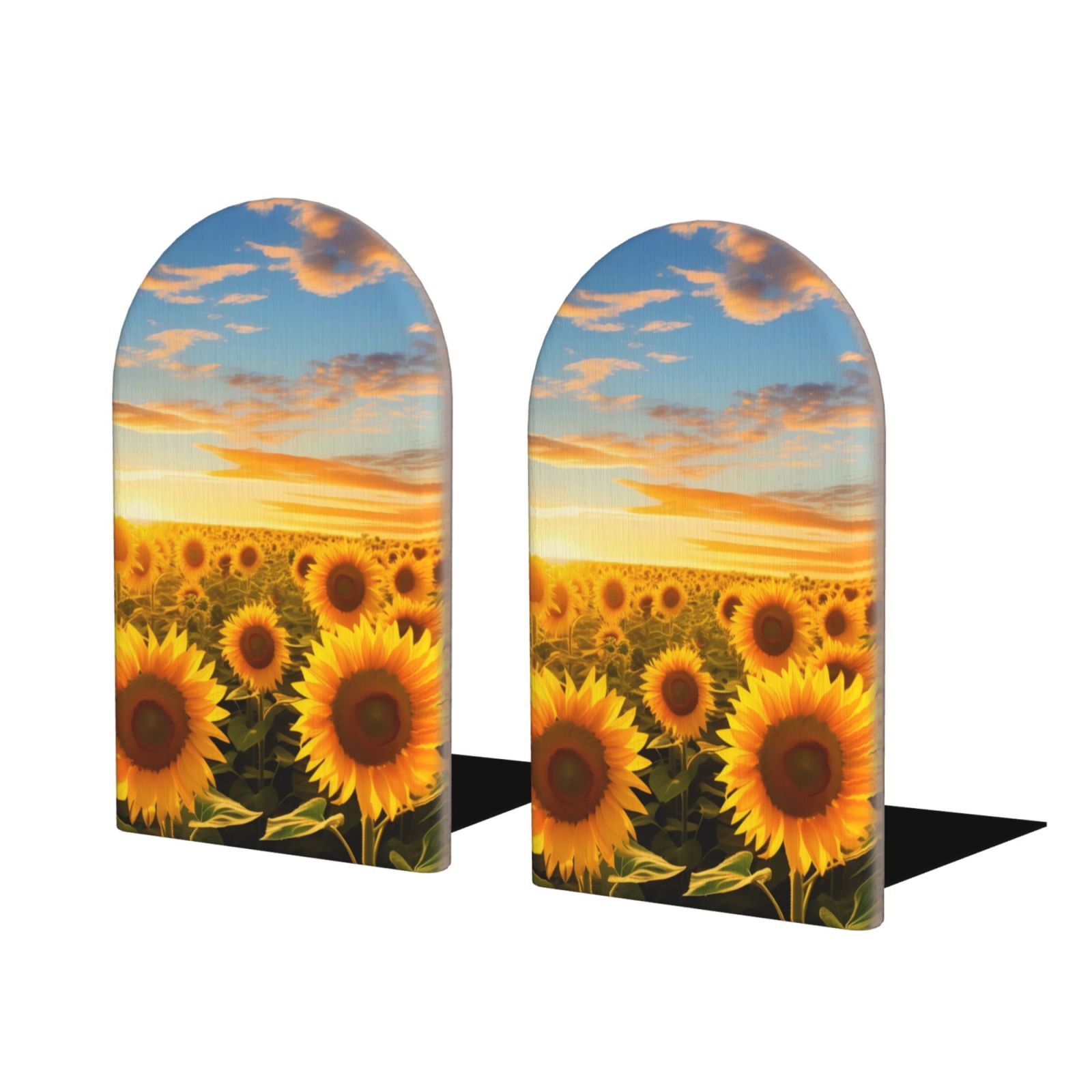 Pofeuu Beautiful Golden Sunflower Field Print Large Bookend Hold Heavy ...
