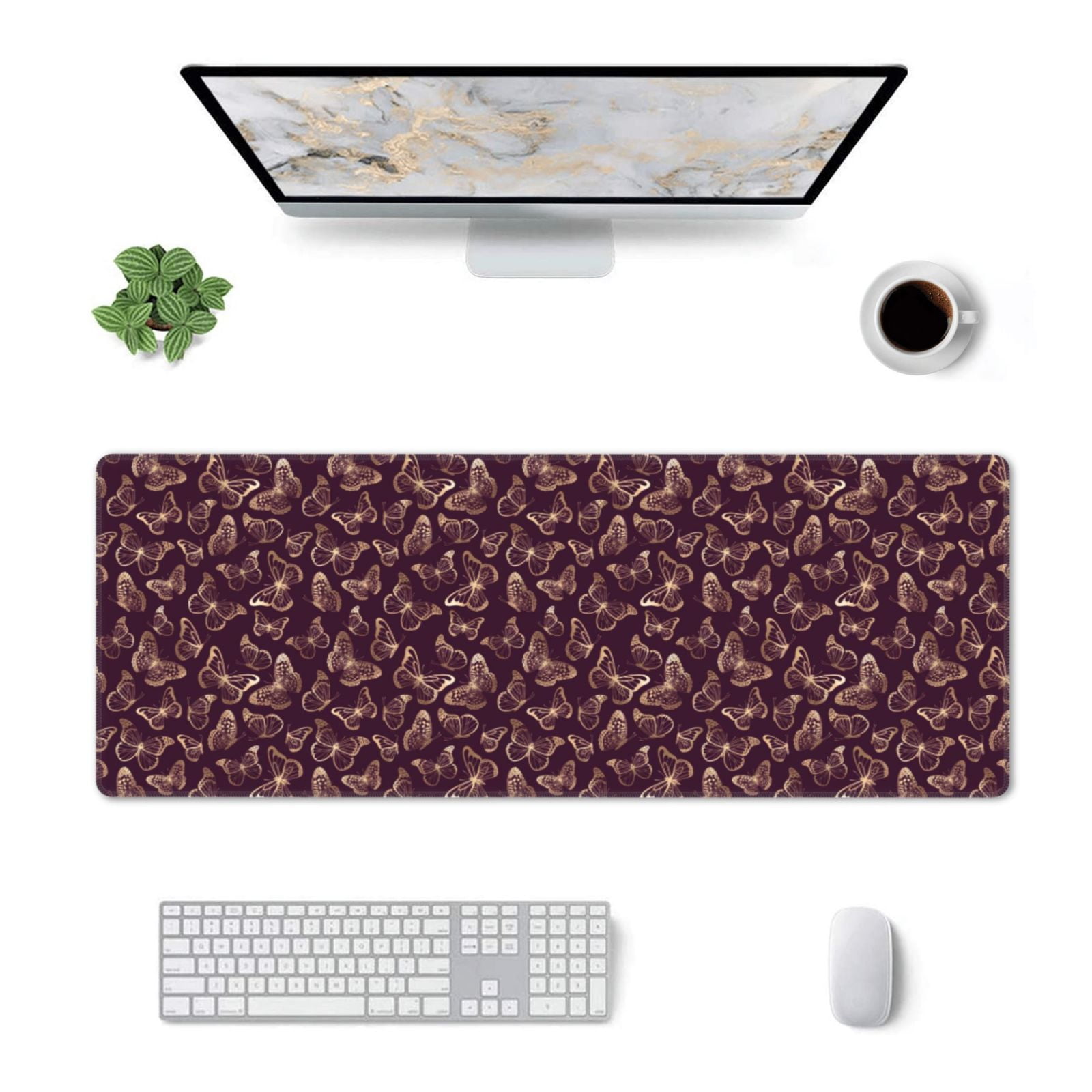 Pofeuu Beautiful Purple Butterflies Print Desk Mat for Keyboard and ...
