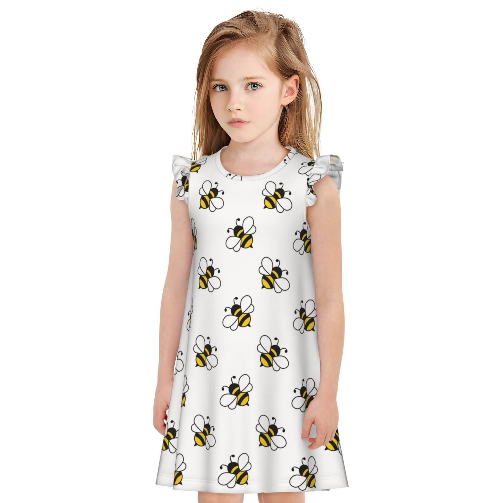 Pofeuu Bee Print Girls Nightgowns, Nightgown Princess Pajama Dresses ...