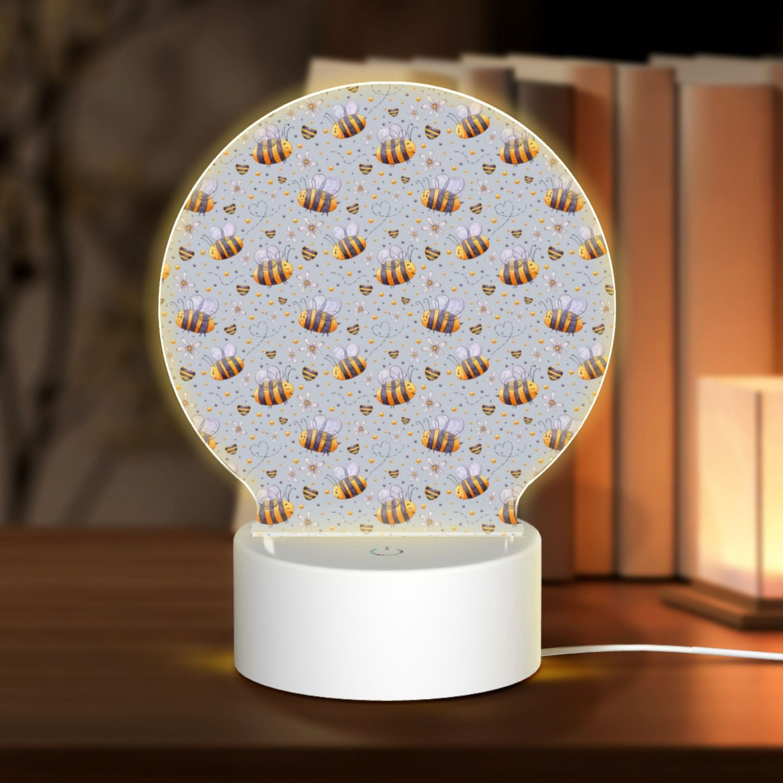 Pofeuu Bee Print LED Christmas Night Light Lamp Base Gift DIY 3D Clear ...