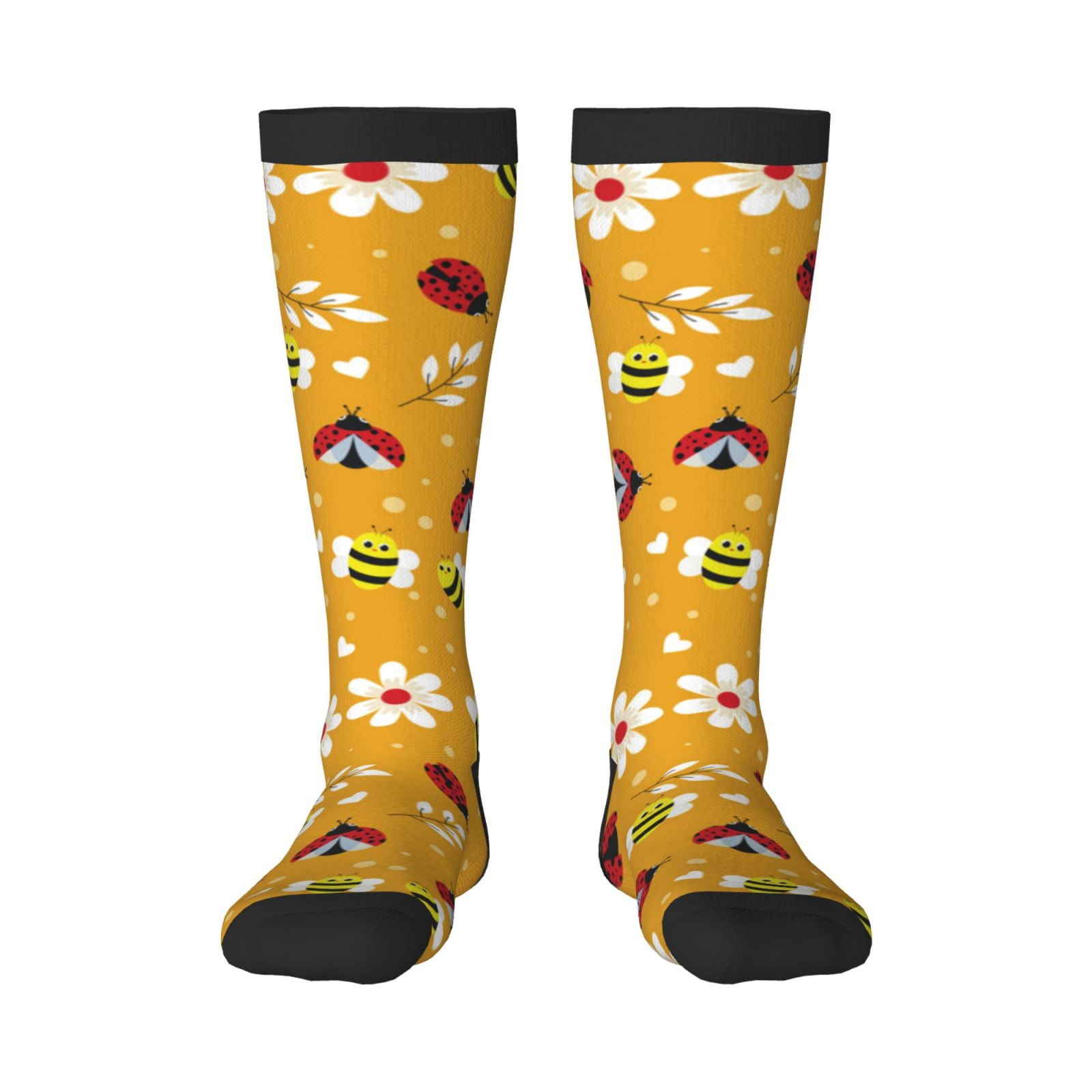 Pofeuu Bees And Ladybug Print Stockings, Adult Running Hiking Socks for ...