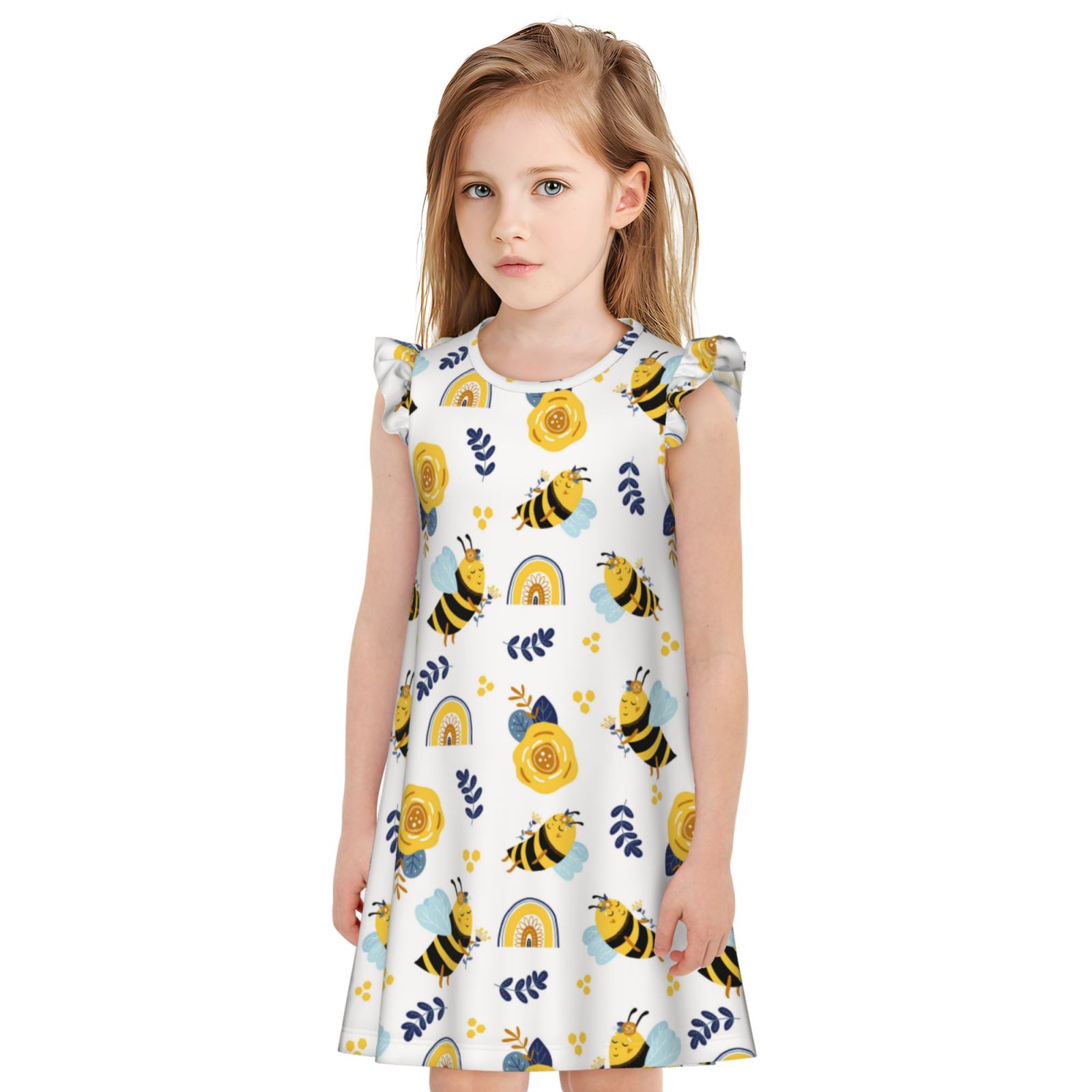 Pofeuu Bees And Rainbows Print Girls Nightgowns, Nightgown Princess ...