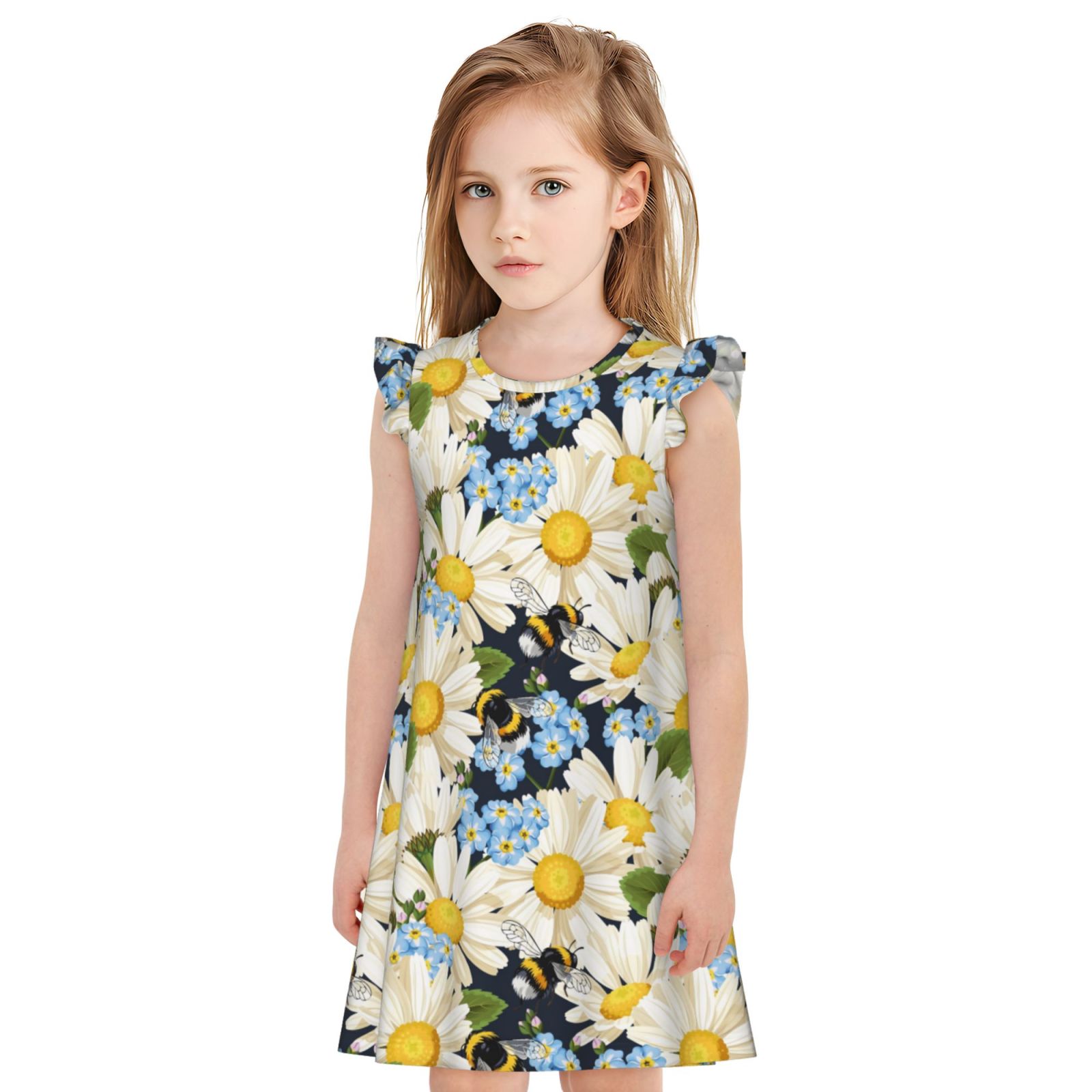 Pofeuu Bees Collecting Nectar Print Girls Nightgowns, Nightgown ...