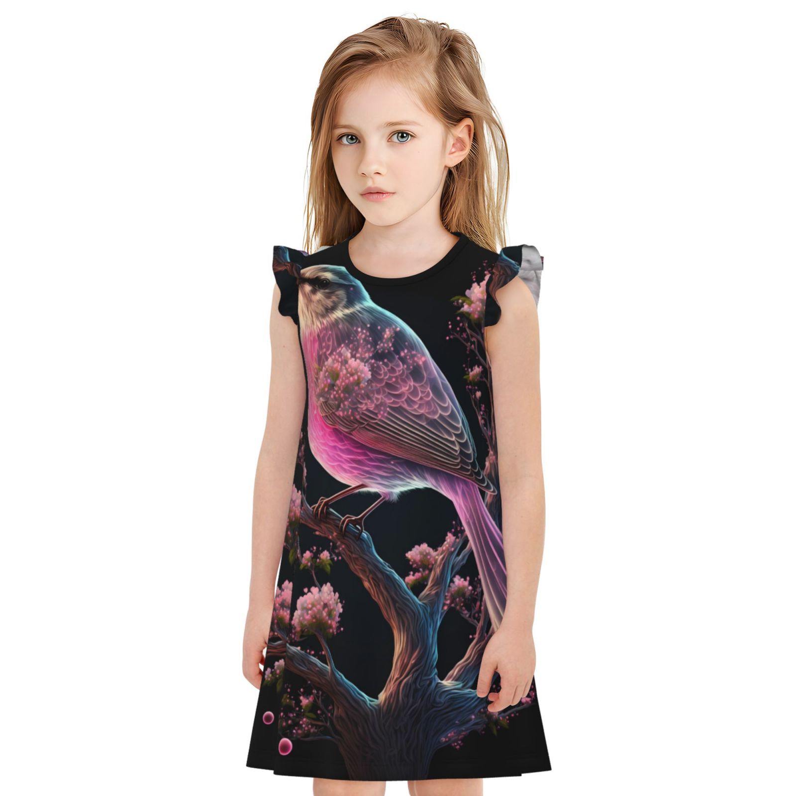 Pofeuu Bird 2 Print Girls Nightgowns, Nightgown Princess Pajama Dresses ...