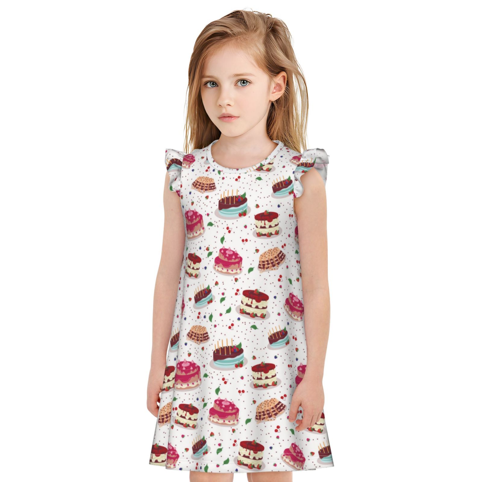 Pofeuu Birthday Cake Print Girls Nightgowns, Nightgown Princess Pajama ...