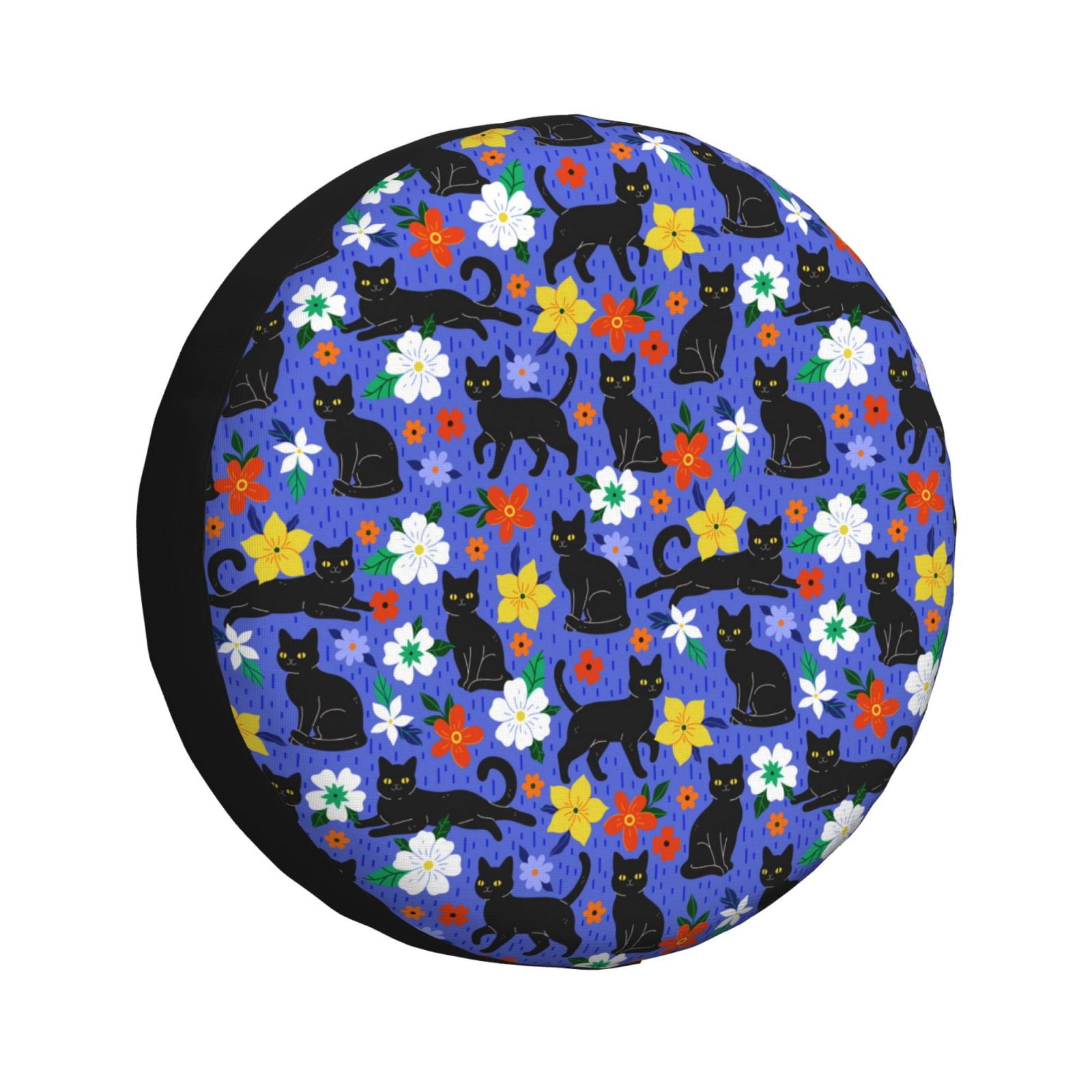 Pofeuu Black Cats And Flowers Print Spare Tire Wheel Cover for Car ...