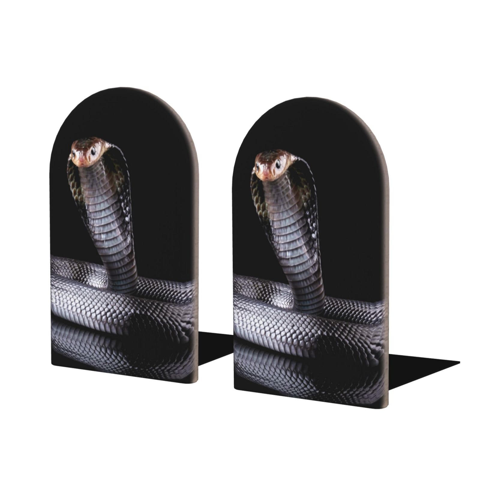 Pofeuu Black Cobra Snake Print Large Bookend Hold Heavy Books- Wood ...