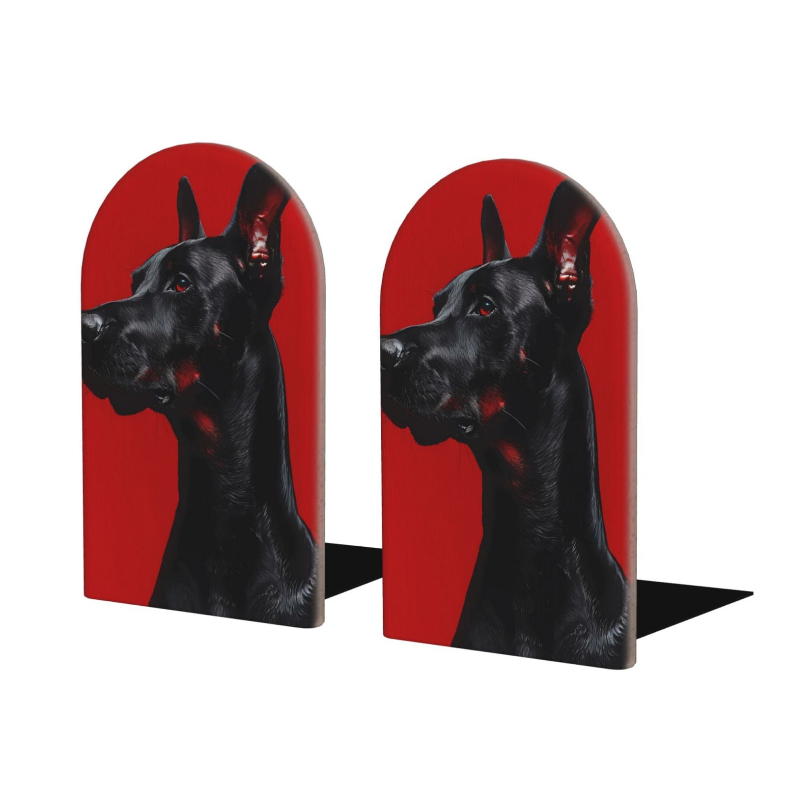 Pofeuu Black Dog Red Background Print Large Bookend Hold Heavy Books ...