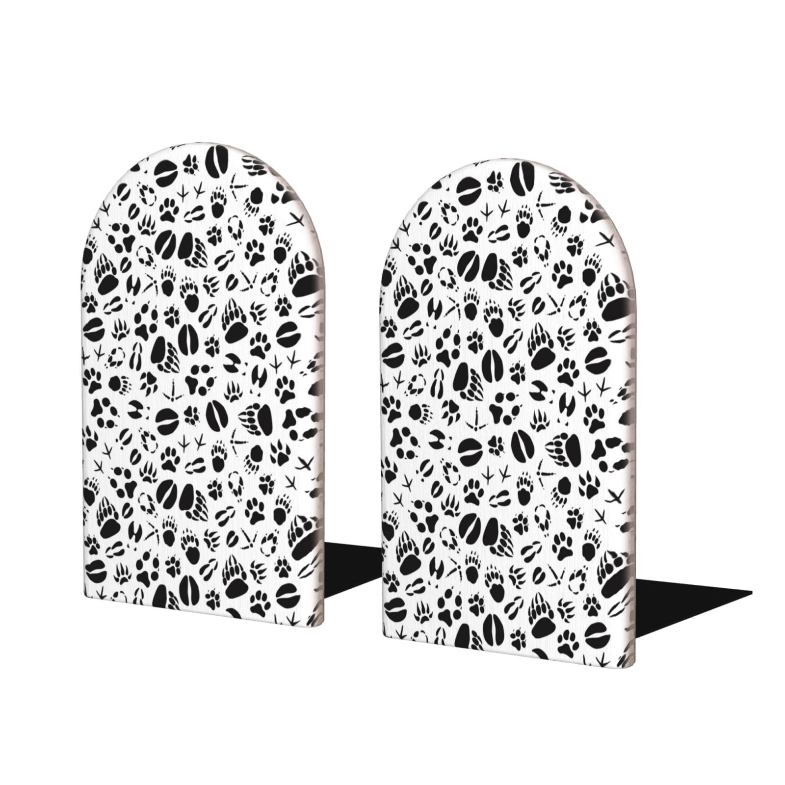 Pofeuu Black Footprints Print Large Bookend Hold Heavy Books- Wood ...