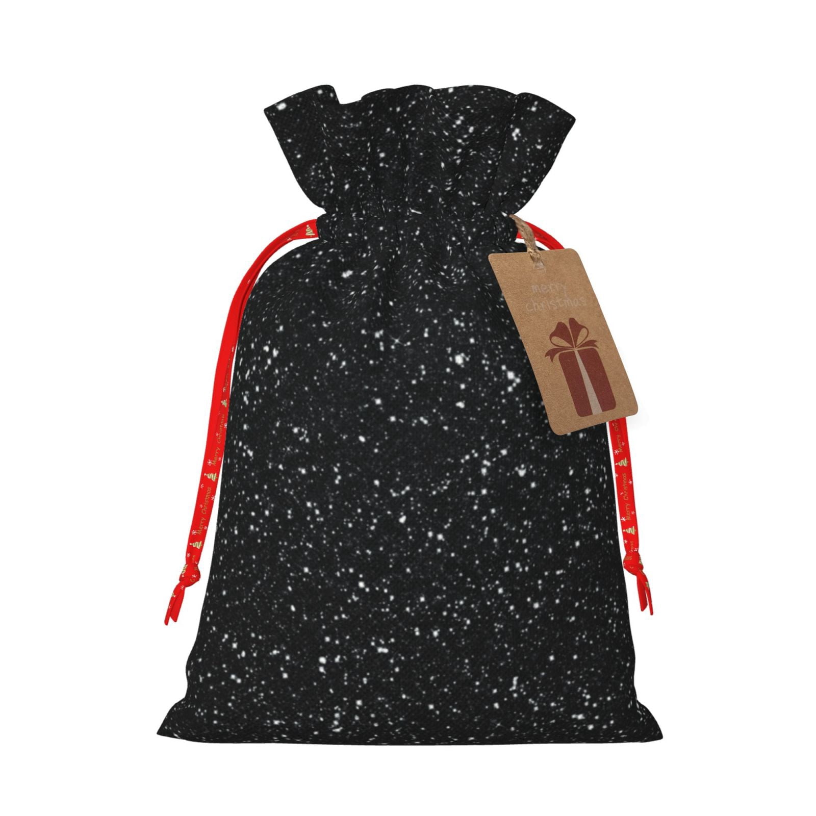 Pofeuu Black Glitter Print Burlap Bags with Drawstrings Drawstring Gift ...